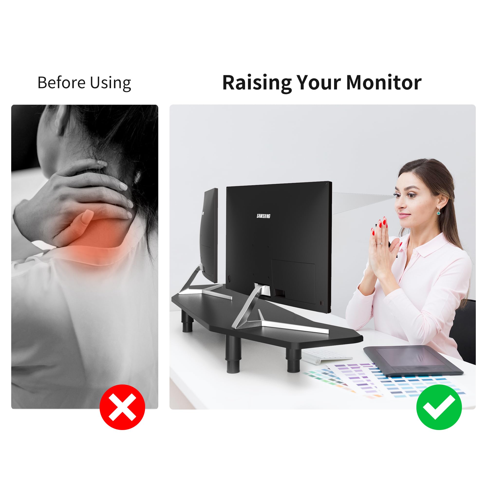 Snapklik.com : 39.4 Inch Dual Monitor Stand Riser Black,Plane Wing ...