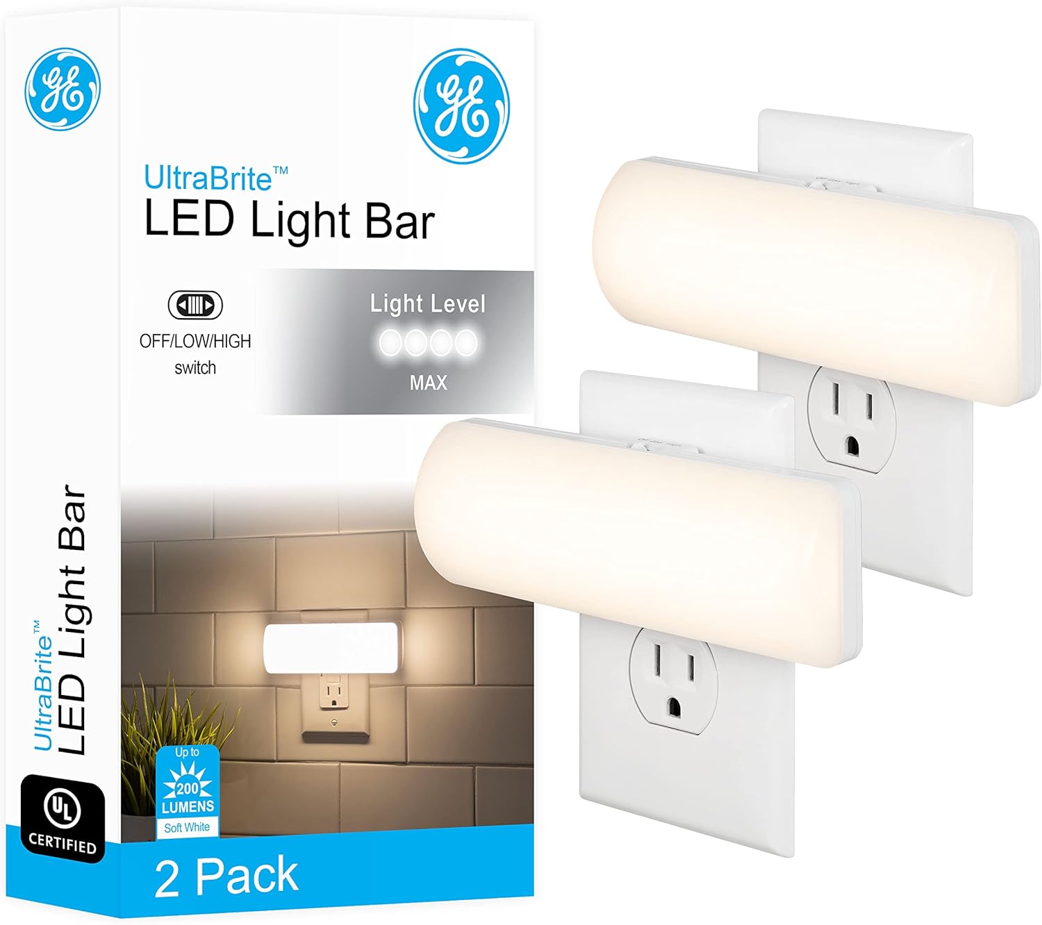 Amazon.com: GE Ultrabrite LED Light Bar Night Lights Plug Into Wall ...