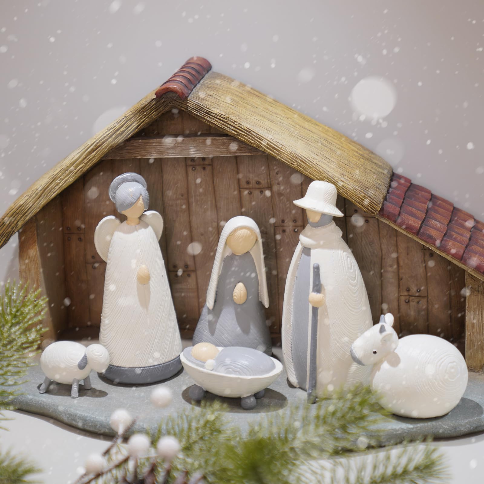 Amazon.com: WDS WONDROUS Christmas Nativity Set-8Pcs White and Gold ...