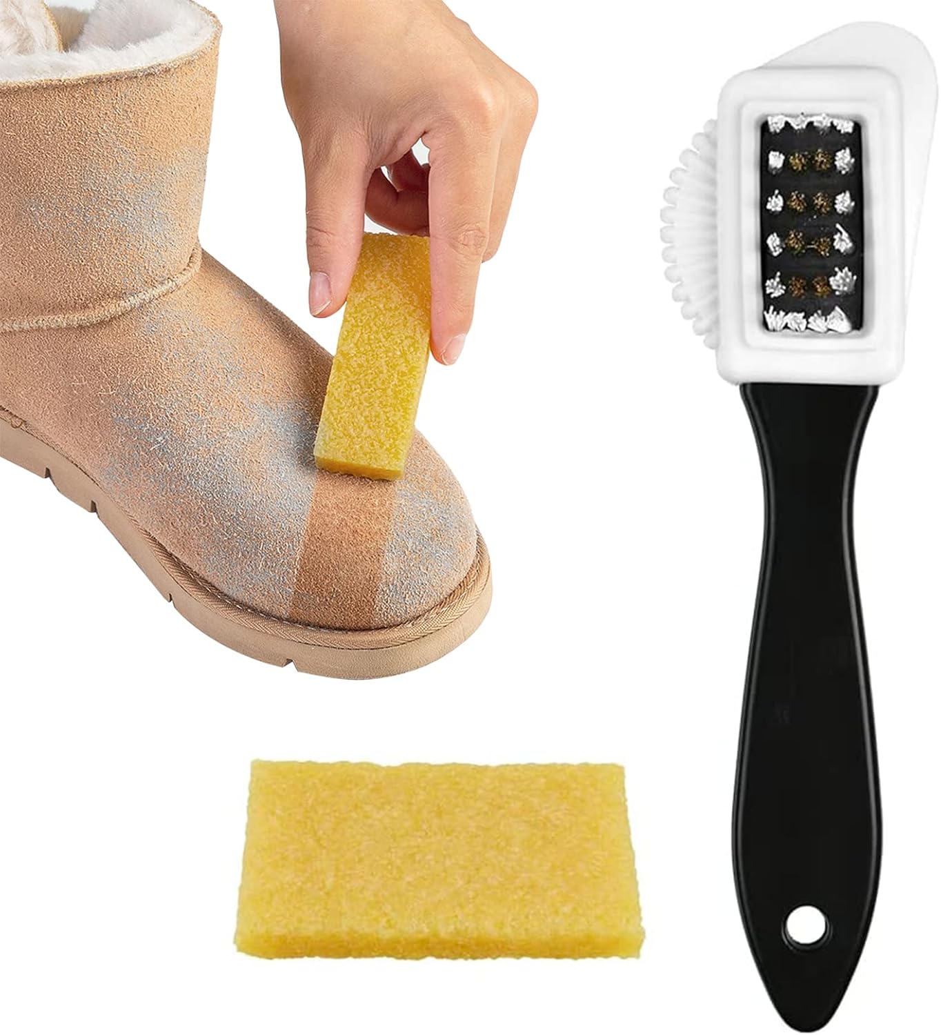 1Pcs Suede Shoe Brush with 1Pcs Shoe Shine 4 Functional Sides Design ...