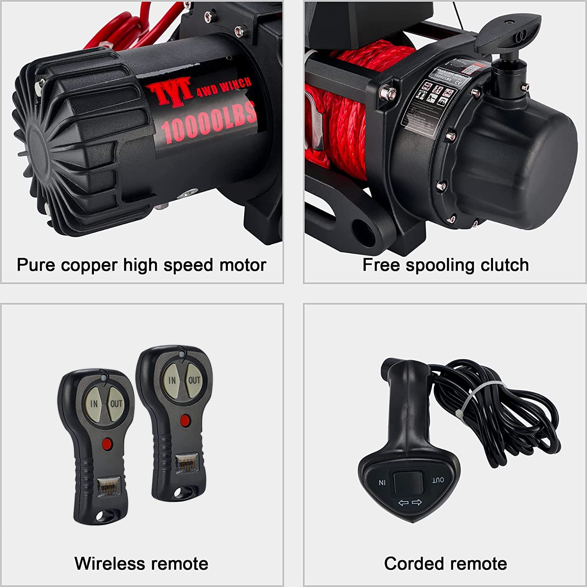 Snapklik.com : TYT 10000 Lb Electric Winch Kits, 12V Winch