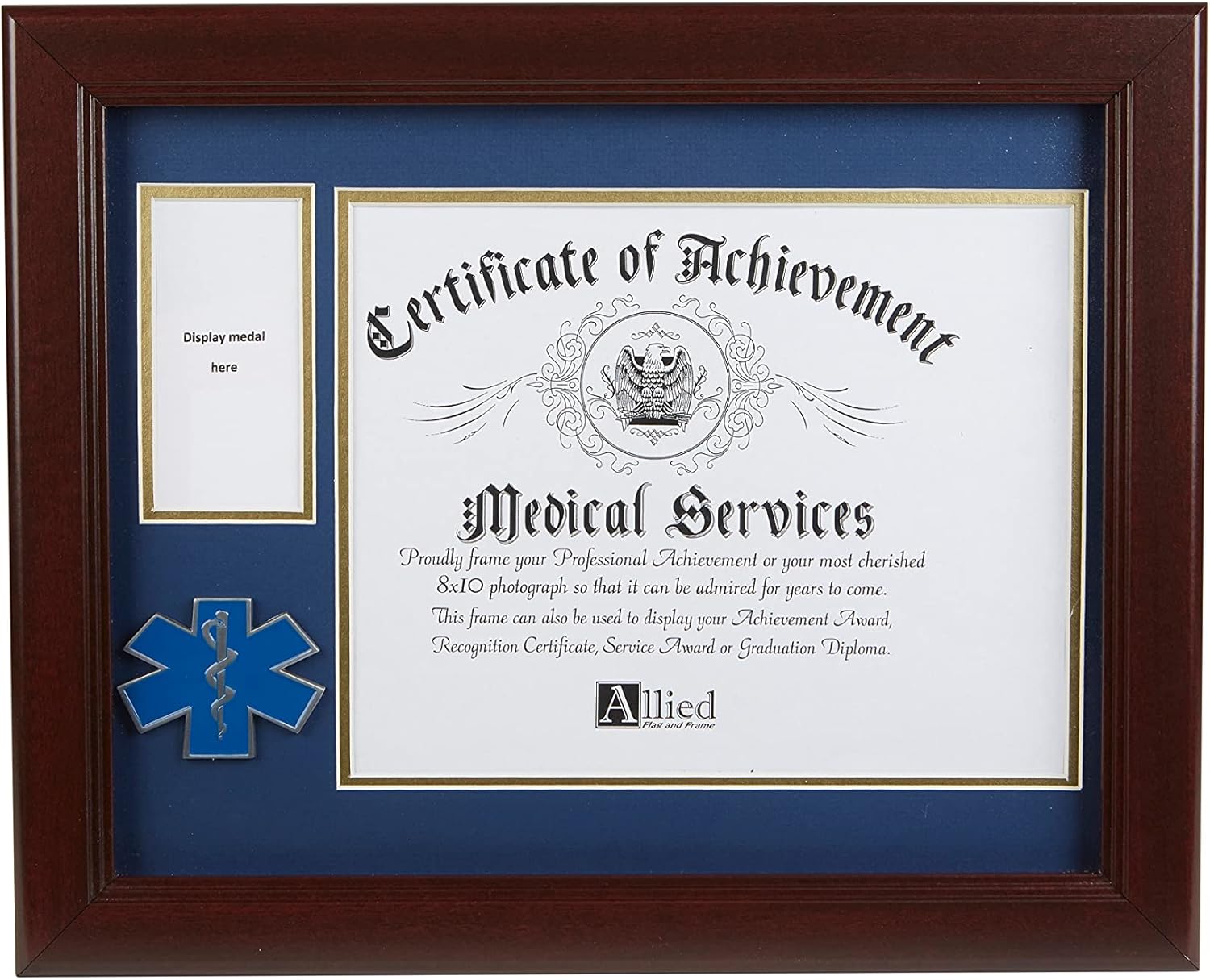 Amazon.com: Allied Frame US EMS Medal and Award Certificate Frame - 8 x ...