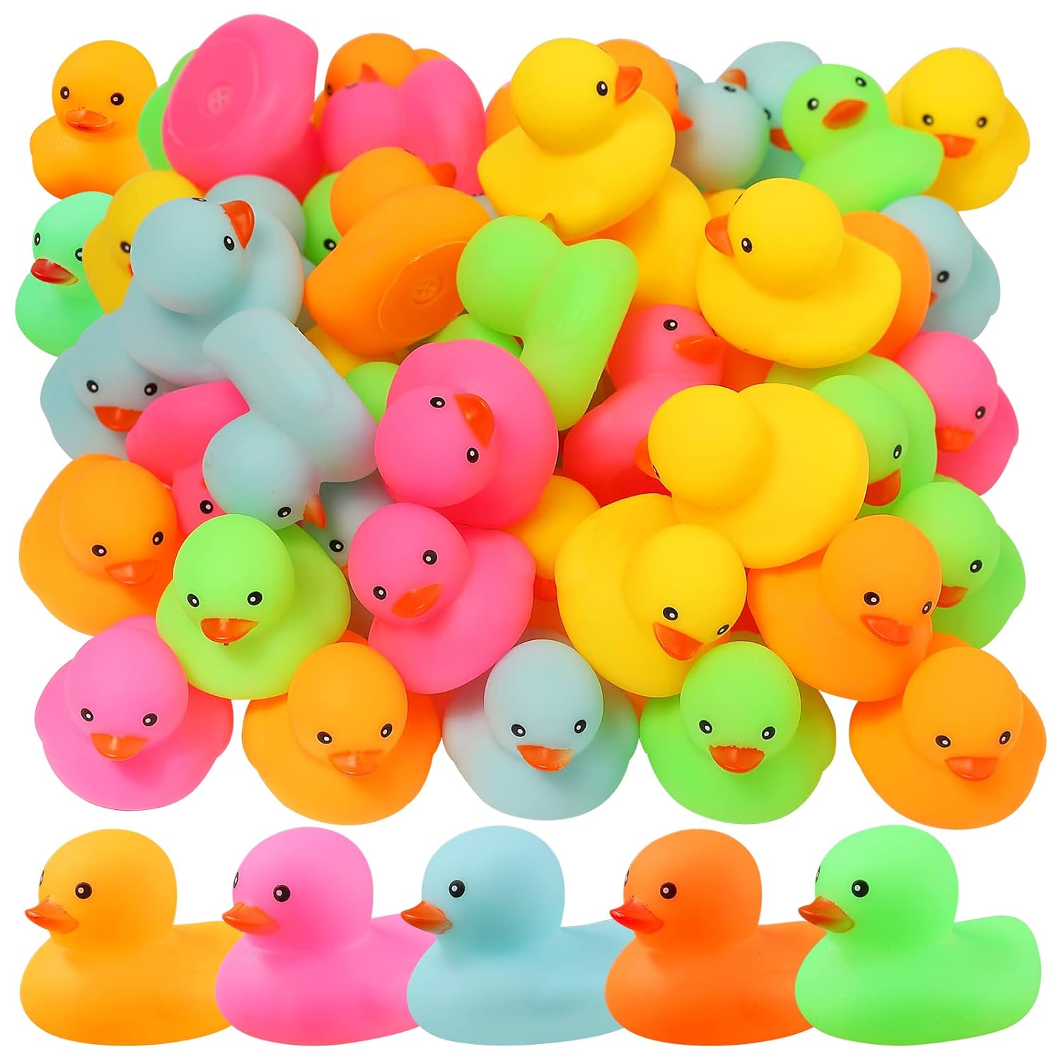 Buy 100 Pack Multicolor Mini Rubber Duck Bath Toy Colored Little Ducks Online at Low Prices in ...