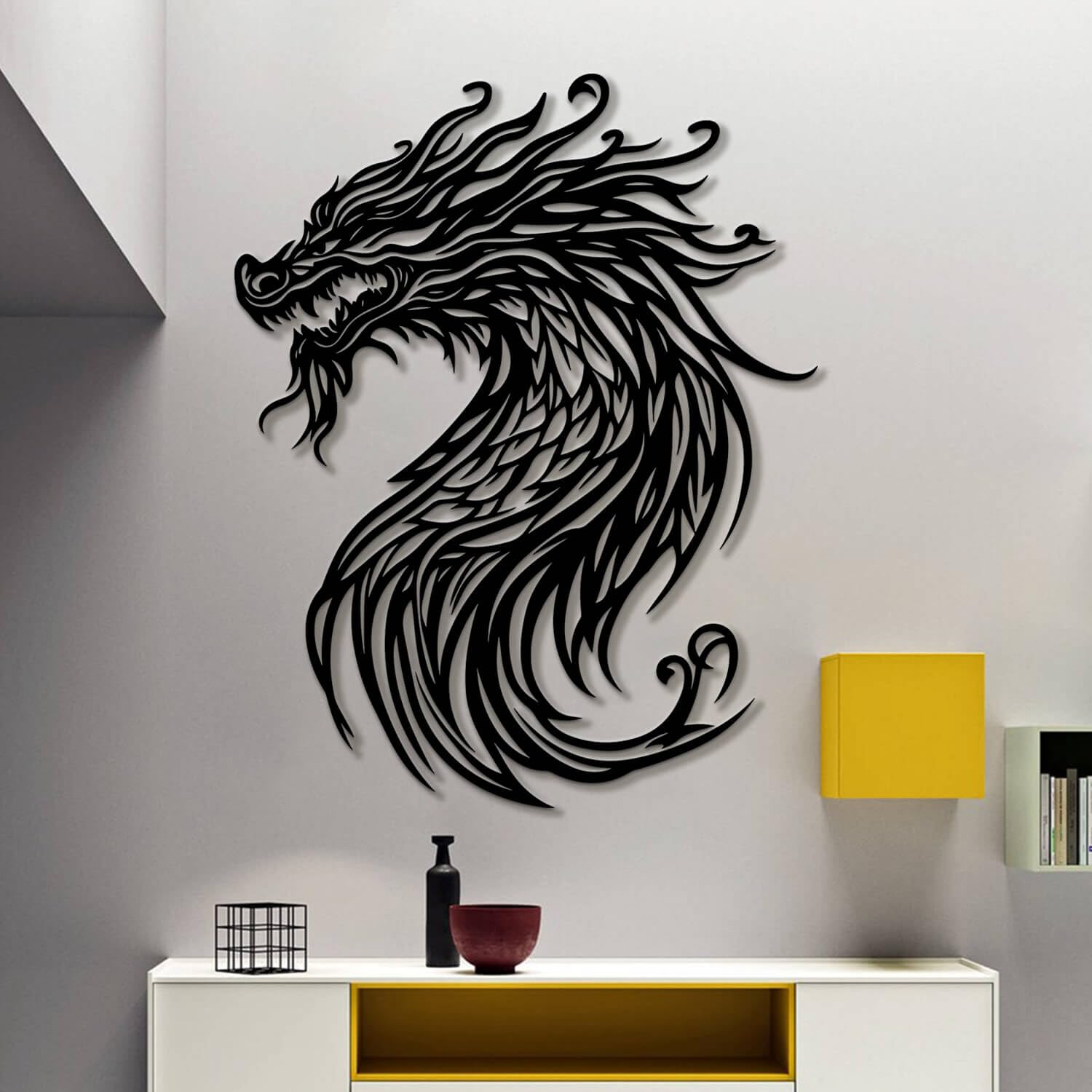 Amazon.com: Flewfar Dragon Metal Wall Art, Dragon Wall Decor, Large ...