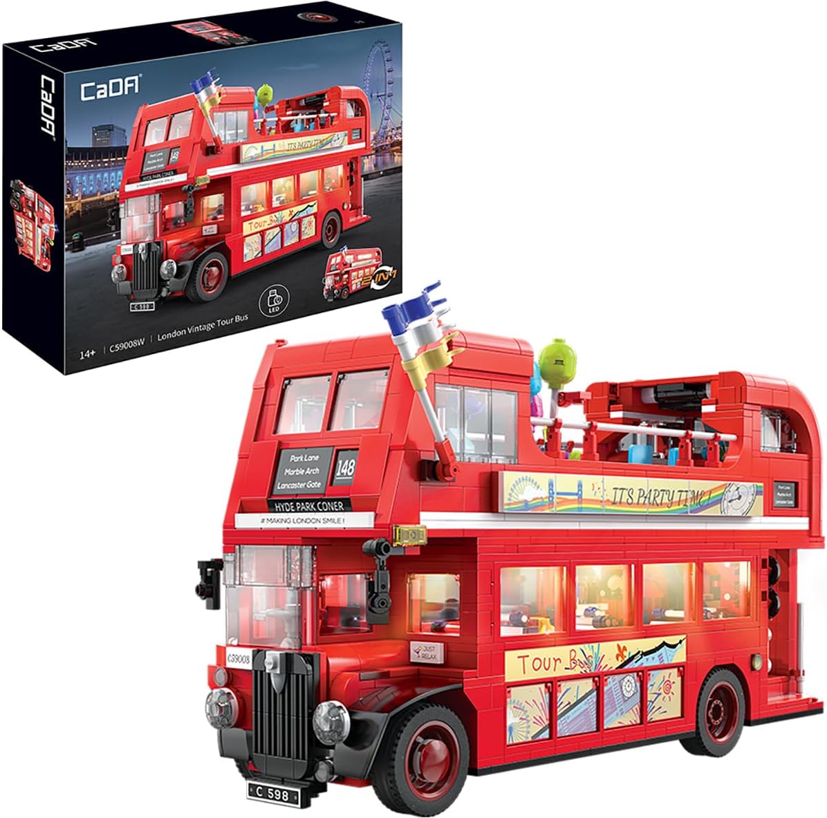 Amazon.com: dOMOb London Double Decker Vintage Tour Bus Building Kit ...