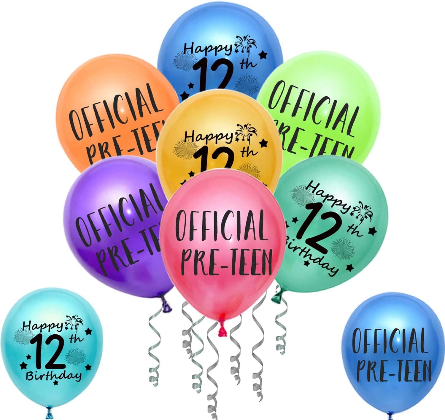 Amazon.com: 12th Birthday Balloons, Pack of 30 Assorted Color Official ...