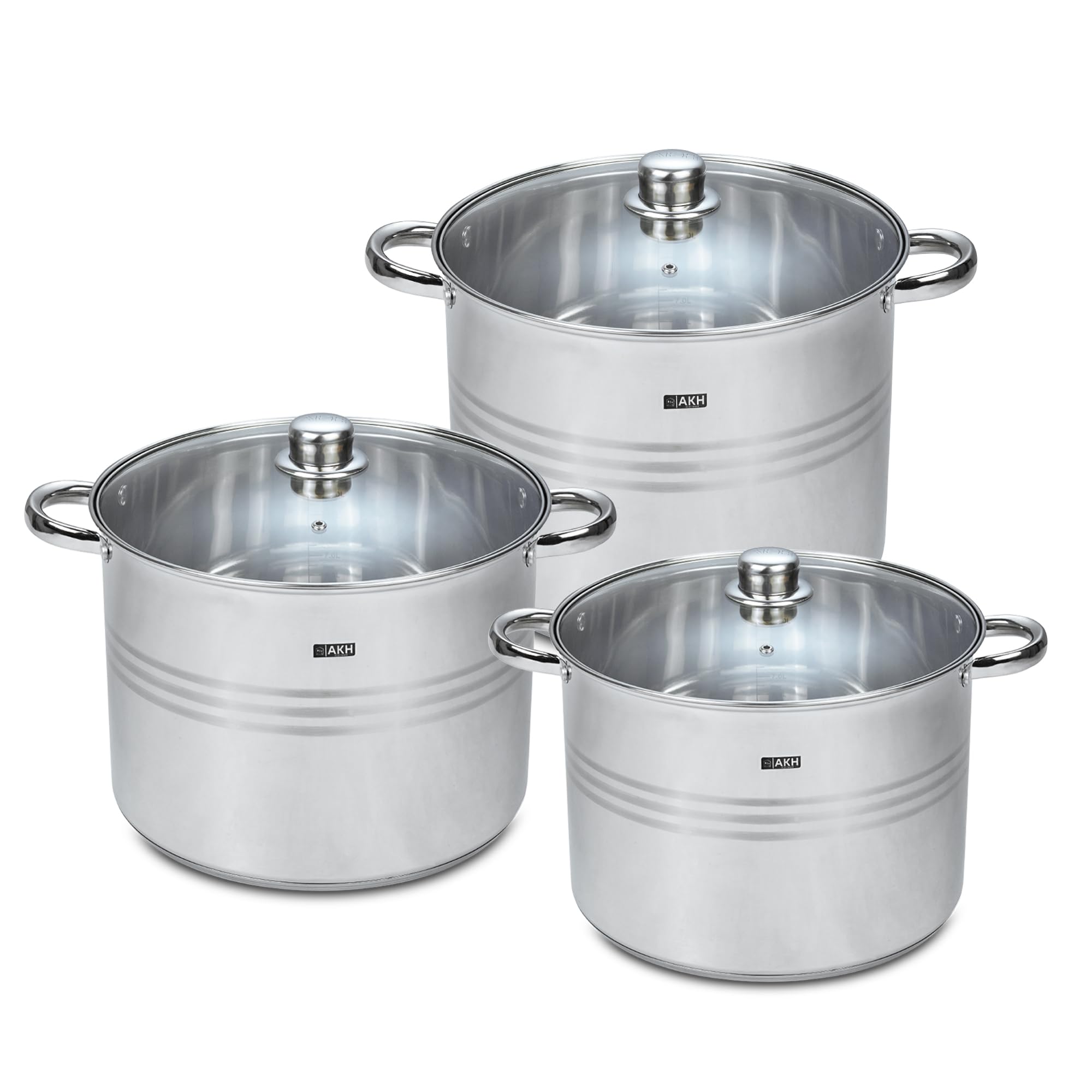 AKH HOUSEWARE Stock Pot Casserole Dish Cooking Pot with Lid Set of 3 11 ...