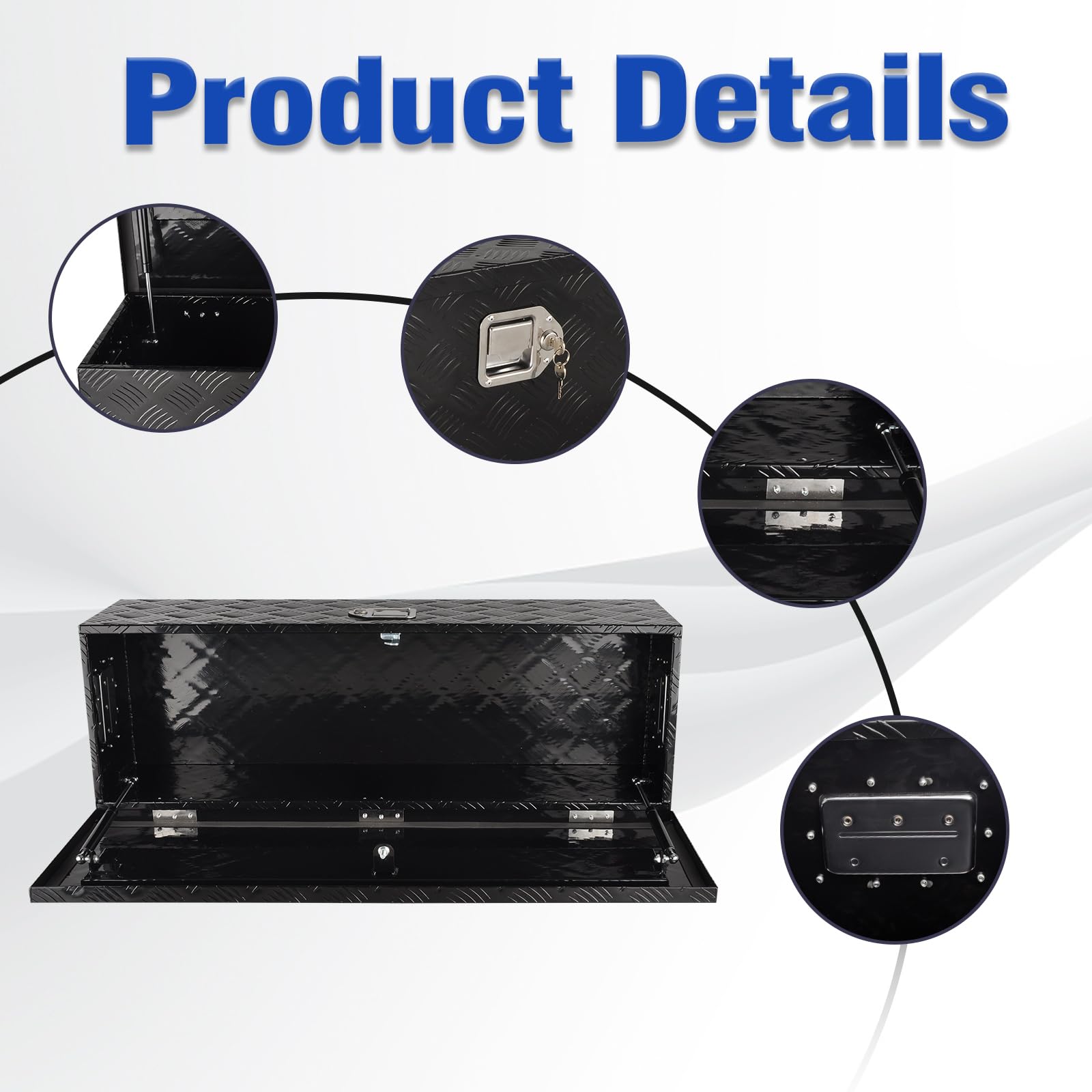 Snapklik.com : SSN 39"X13"X10" Black Aluminum Tool Box 5 Bar Tread ToolBox For Truck Bed Car ...