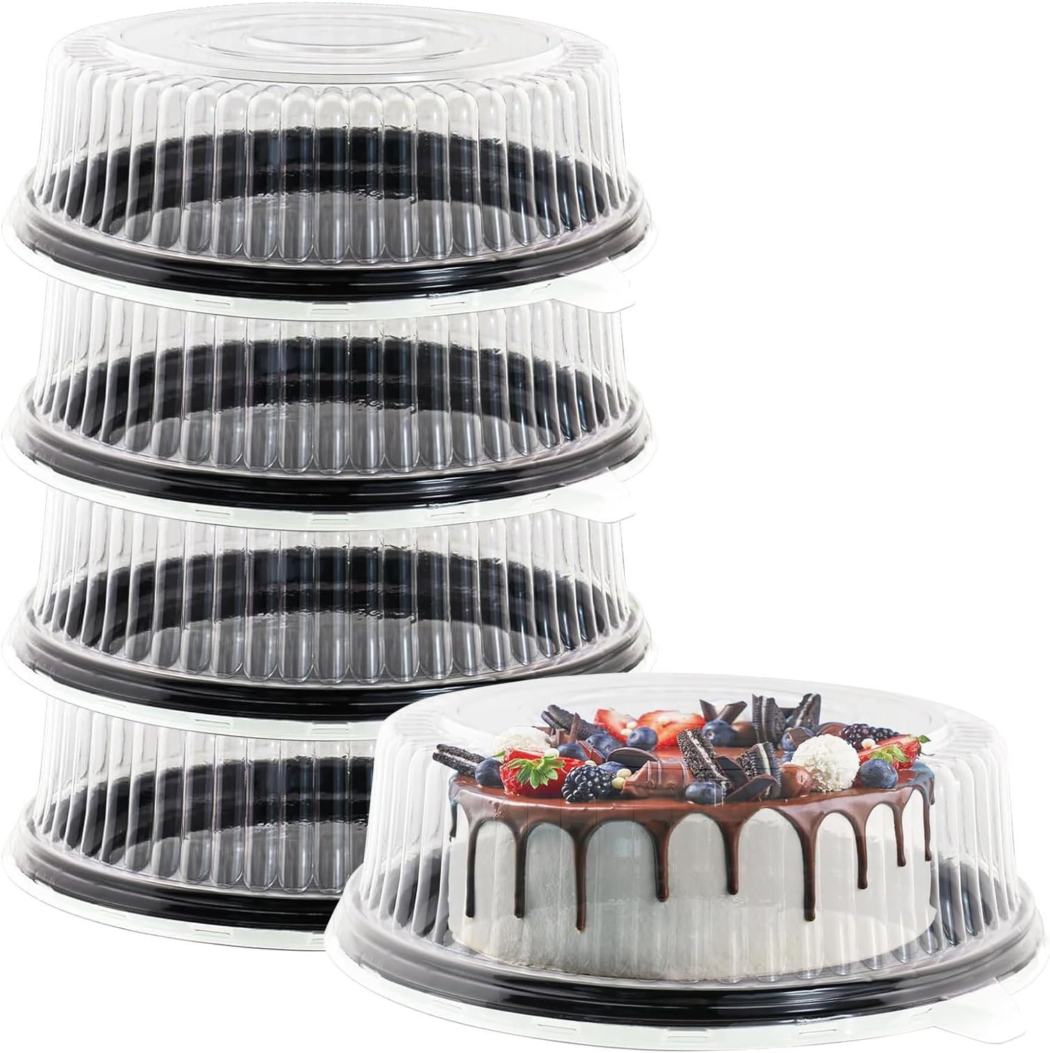 Amazon.com: 12 inch Plastic Disposable Cake Containers Carriers with ...