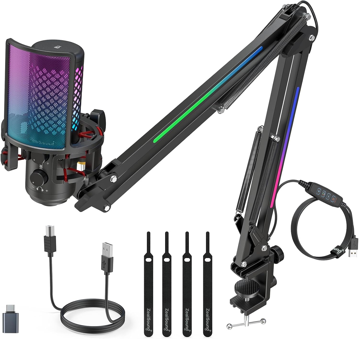 Amazon.com: ZealSound bkd-12a Microphone + ht35 RGB Microphone Arm ...