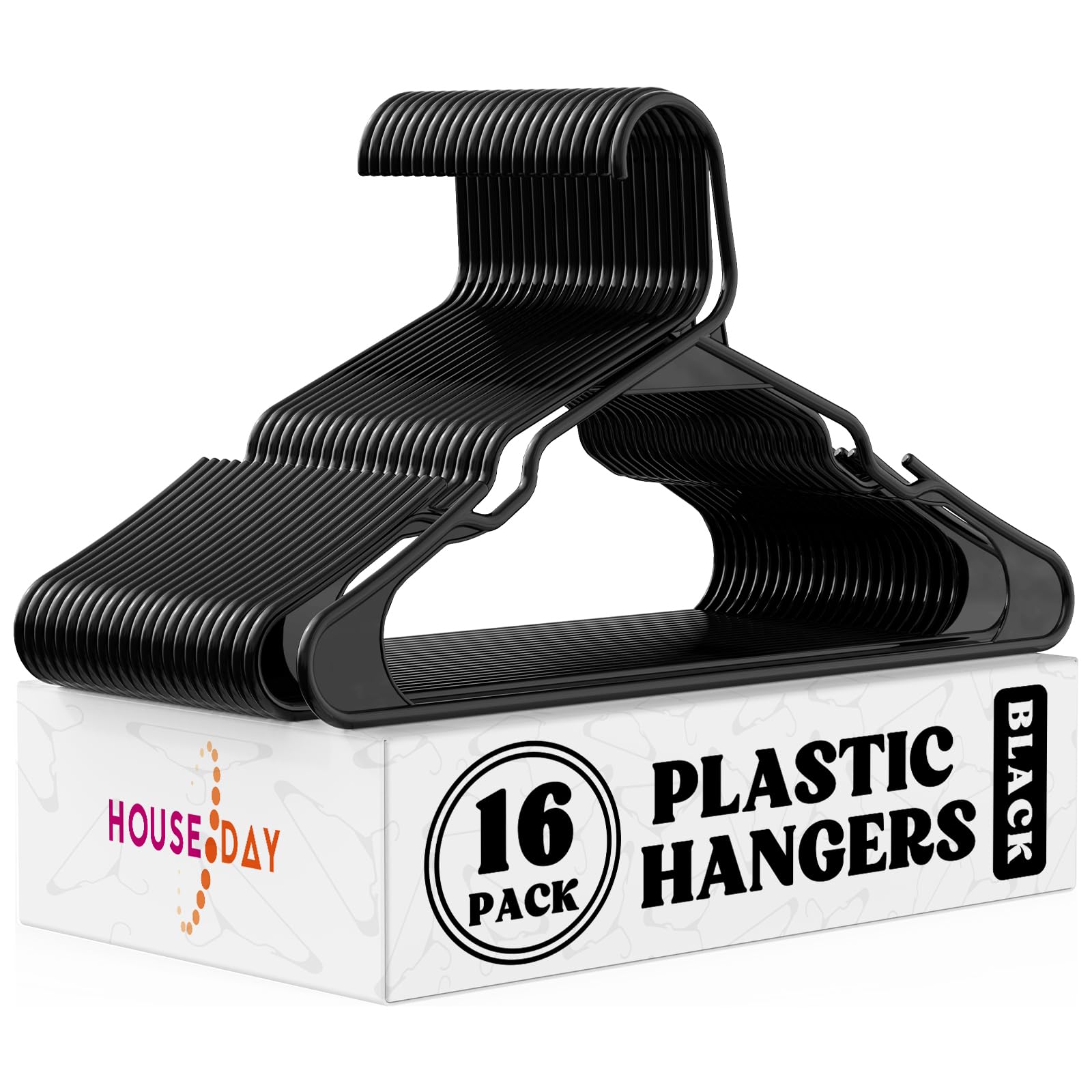 Snapklik.com : Black Plastic Hangers 16 Pack, Plastic Clothes Hangers ...