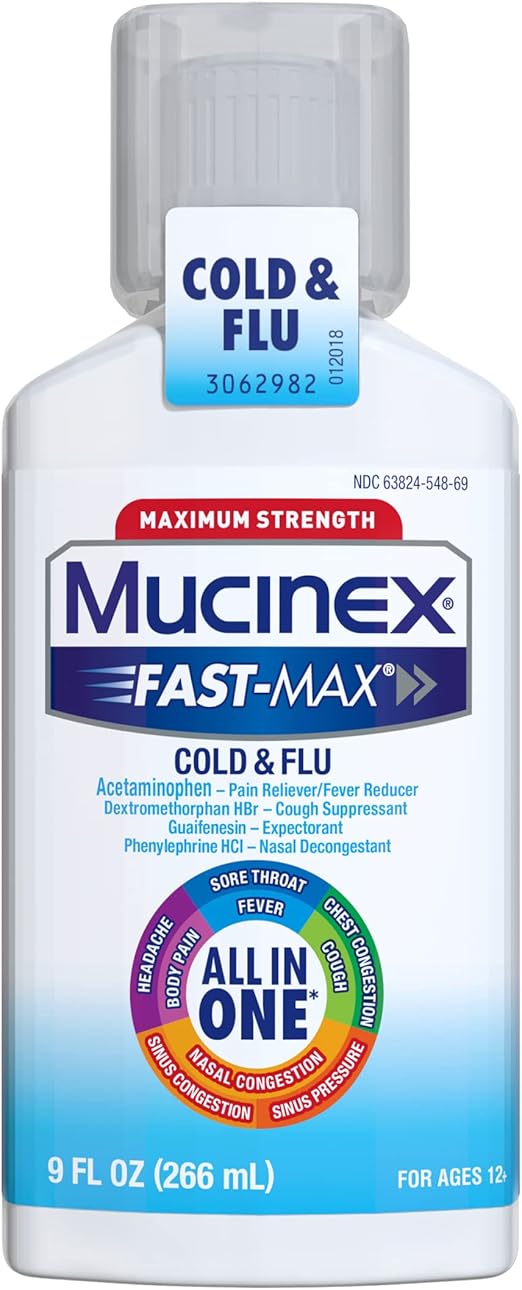 Amazon.com: Mucinex Fast-Max Maximum Strength All-in-One Cold & Flu, 9 ...