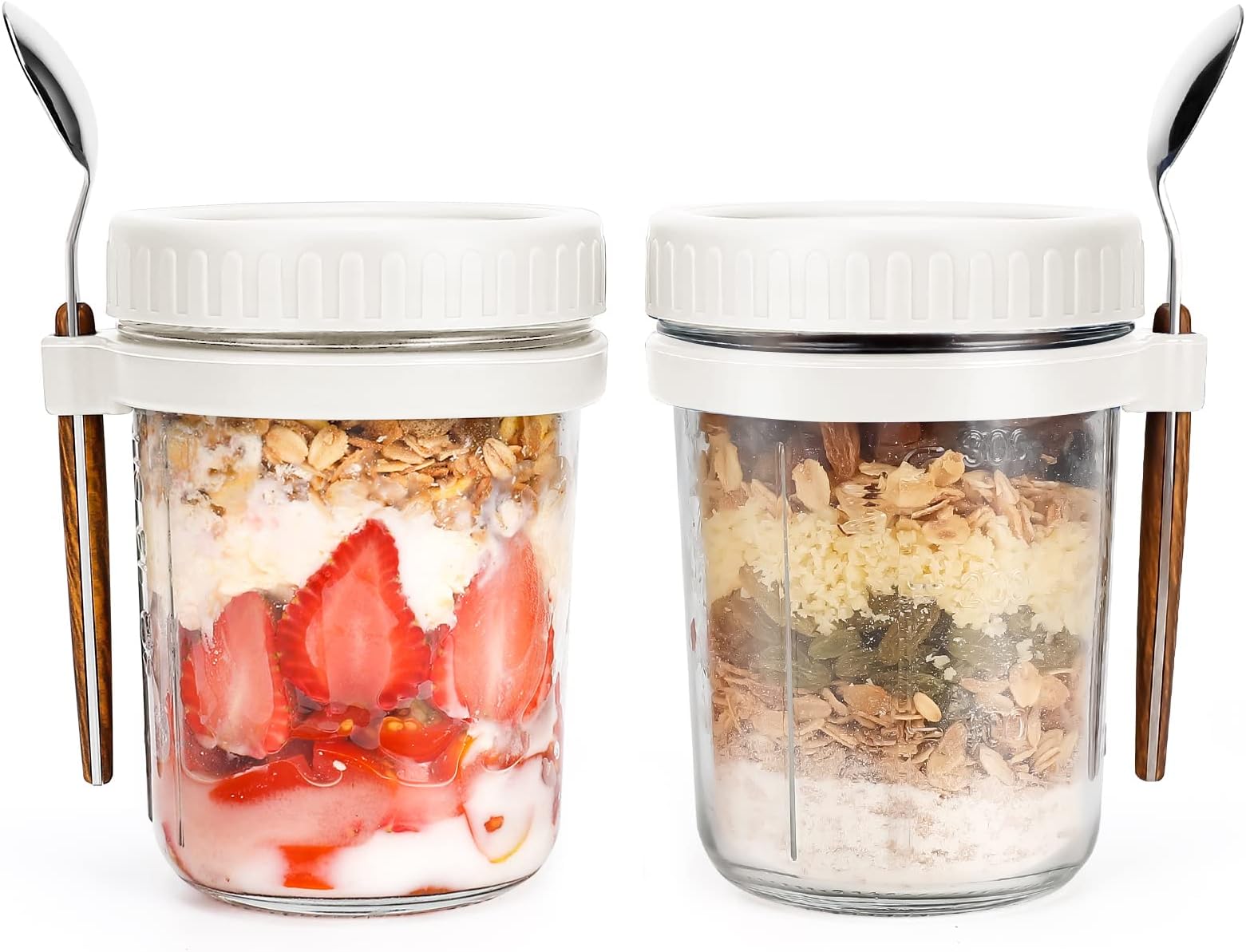 Amazon.com: Overnight Oats Jars with Spoon and Lid (15 oz4Pack ...