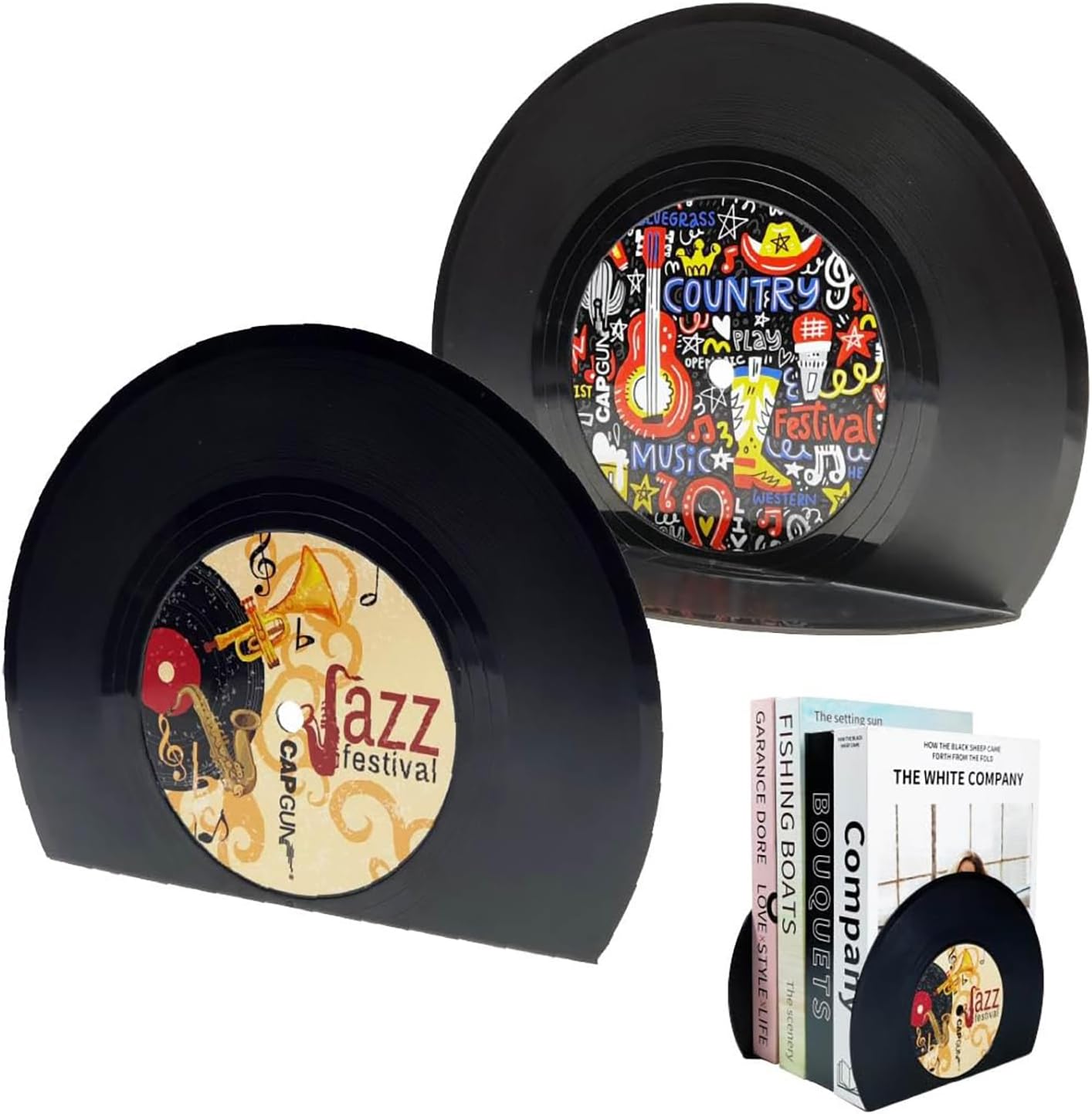 Amazon.com: MIAO YUAN Bookshelf Designed with Vinyl Records, Decorative ...