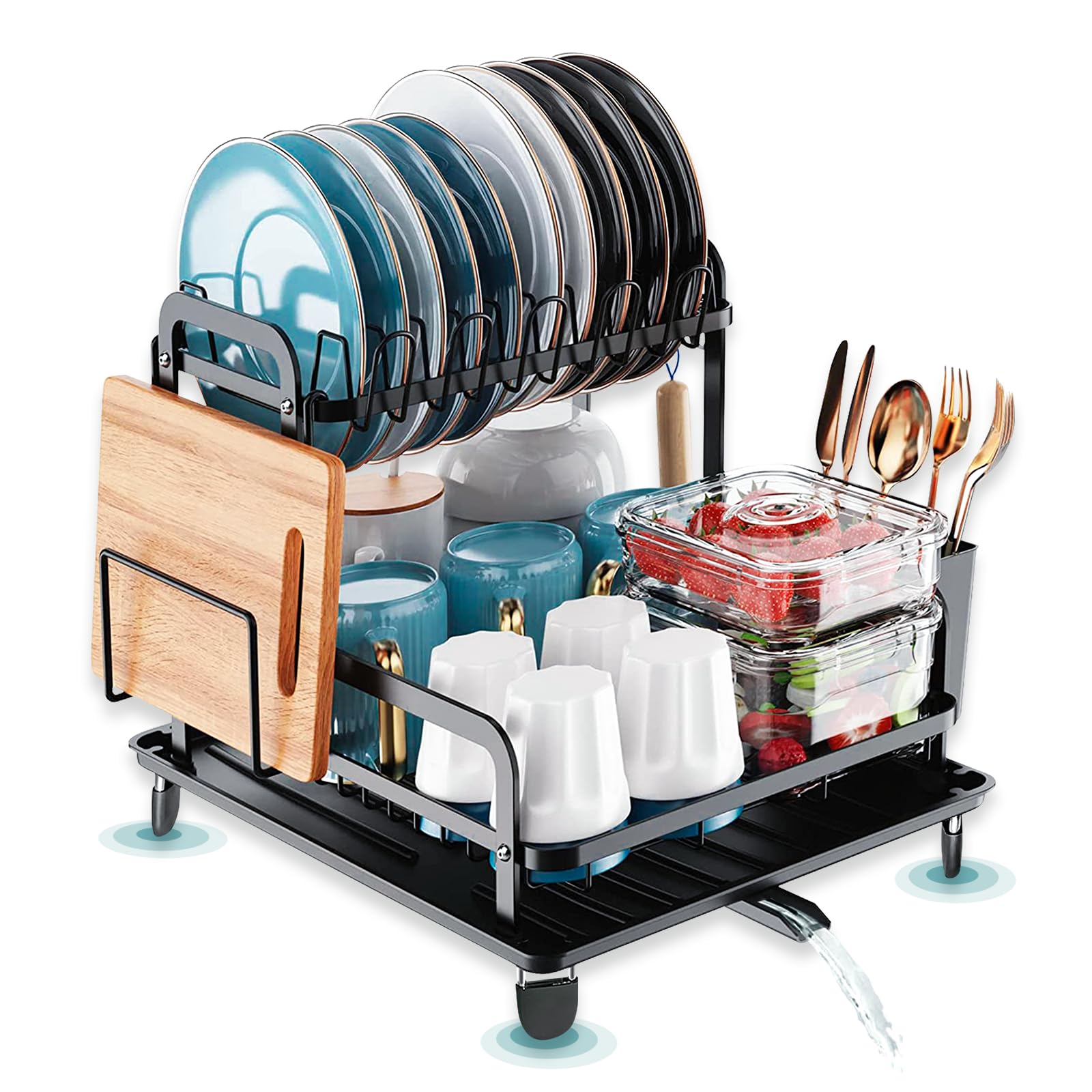 Amazon.com - Dish Drying Rack with Drainboard - 2 Tier Dish Racks for ...