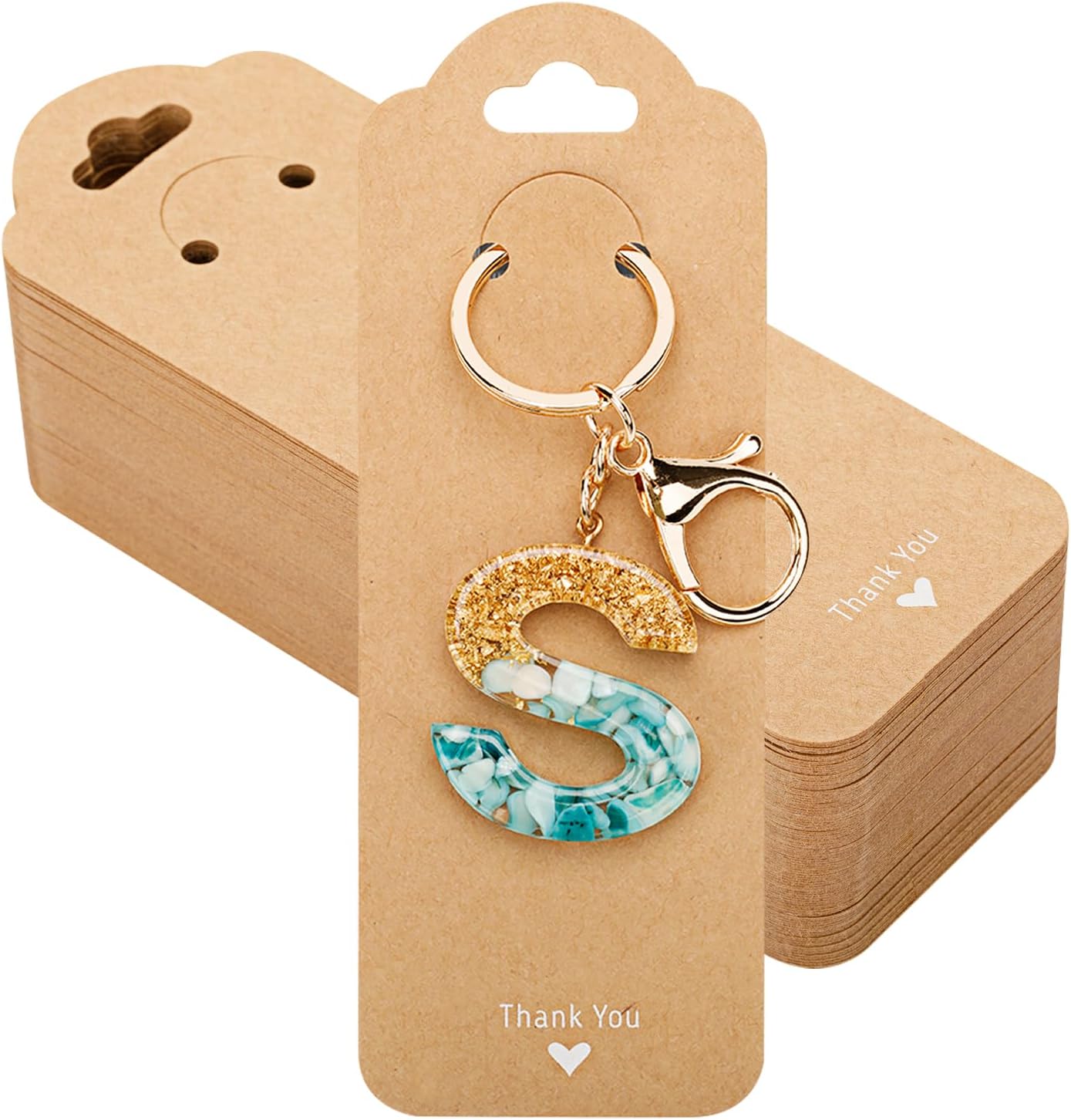 Amazon.com: joycraft 100Pcs Keychain Cards, 2.1"x5.9" Kraft Paper Cards ...