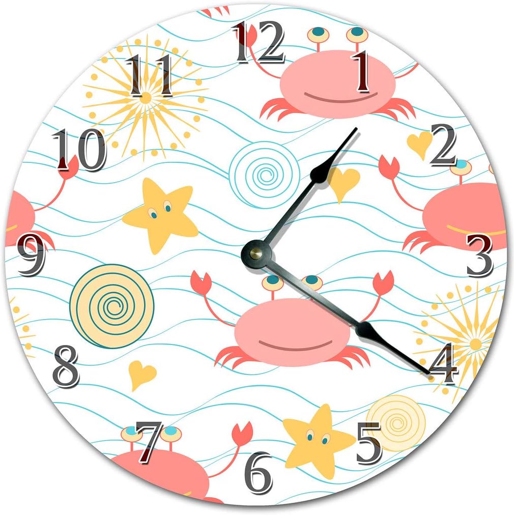 Amazon.com: Sugar Vine Art 10.5" Cute Starfish and Crabs Clock - Kid's ...