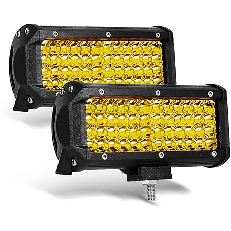 Amazon.com: 2 PCS 7 Inch Yellow Led Light Bars 96 PCS Led 13824LM Quad ...