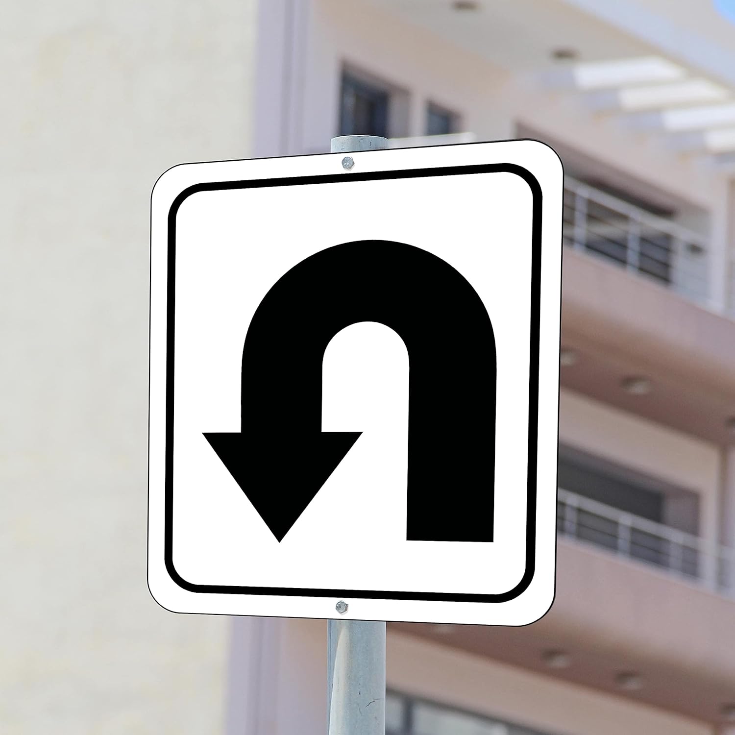 U-Turn Right Arrow Aluminum Composite Outdoor Sign - Street Signs ...