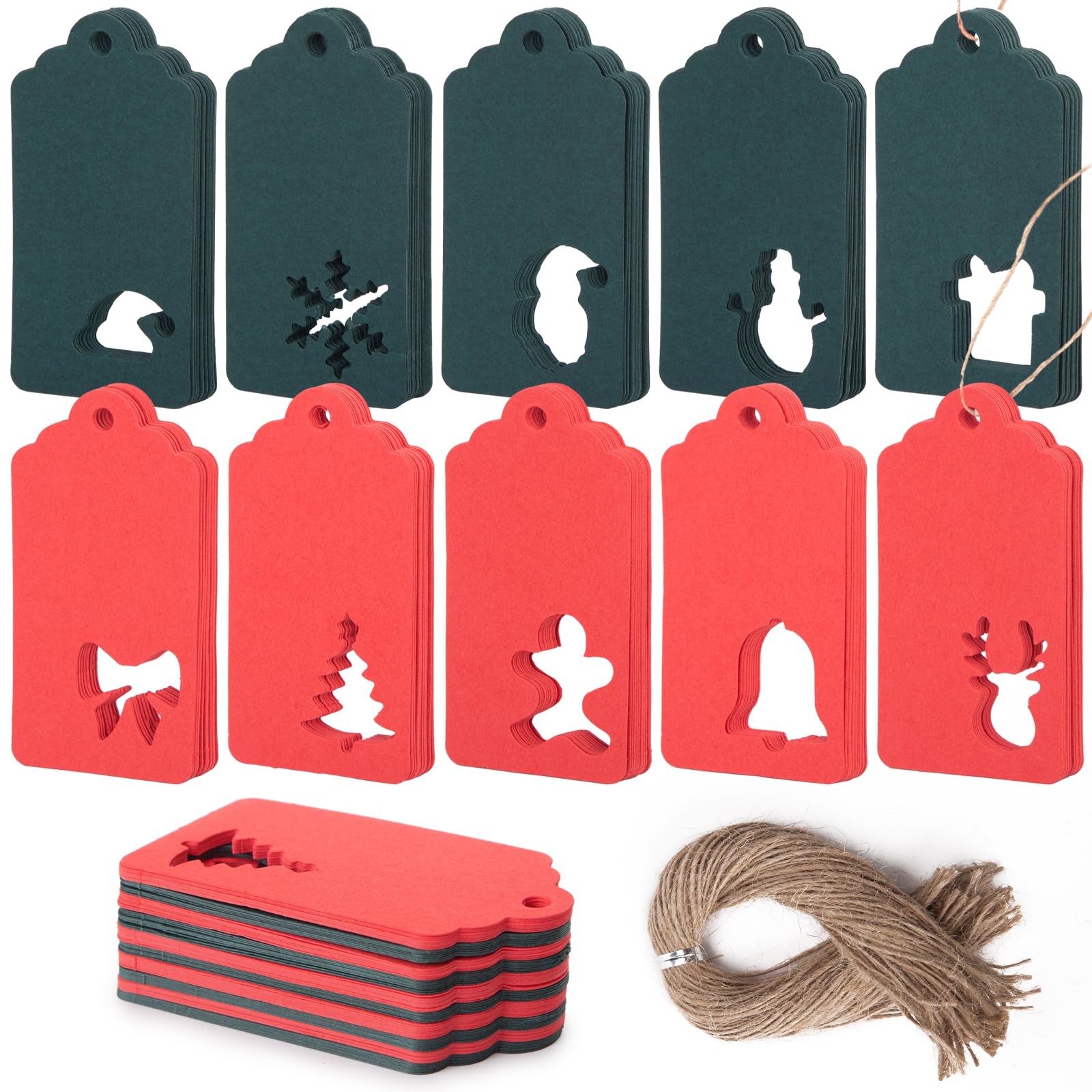 Amazon.com: TOXOY 100PCS Christmas Paper Tags with String, Gift Wrap ...