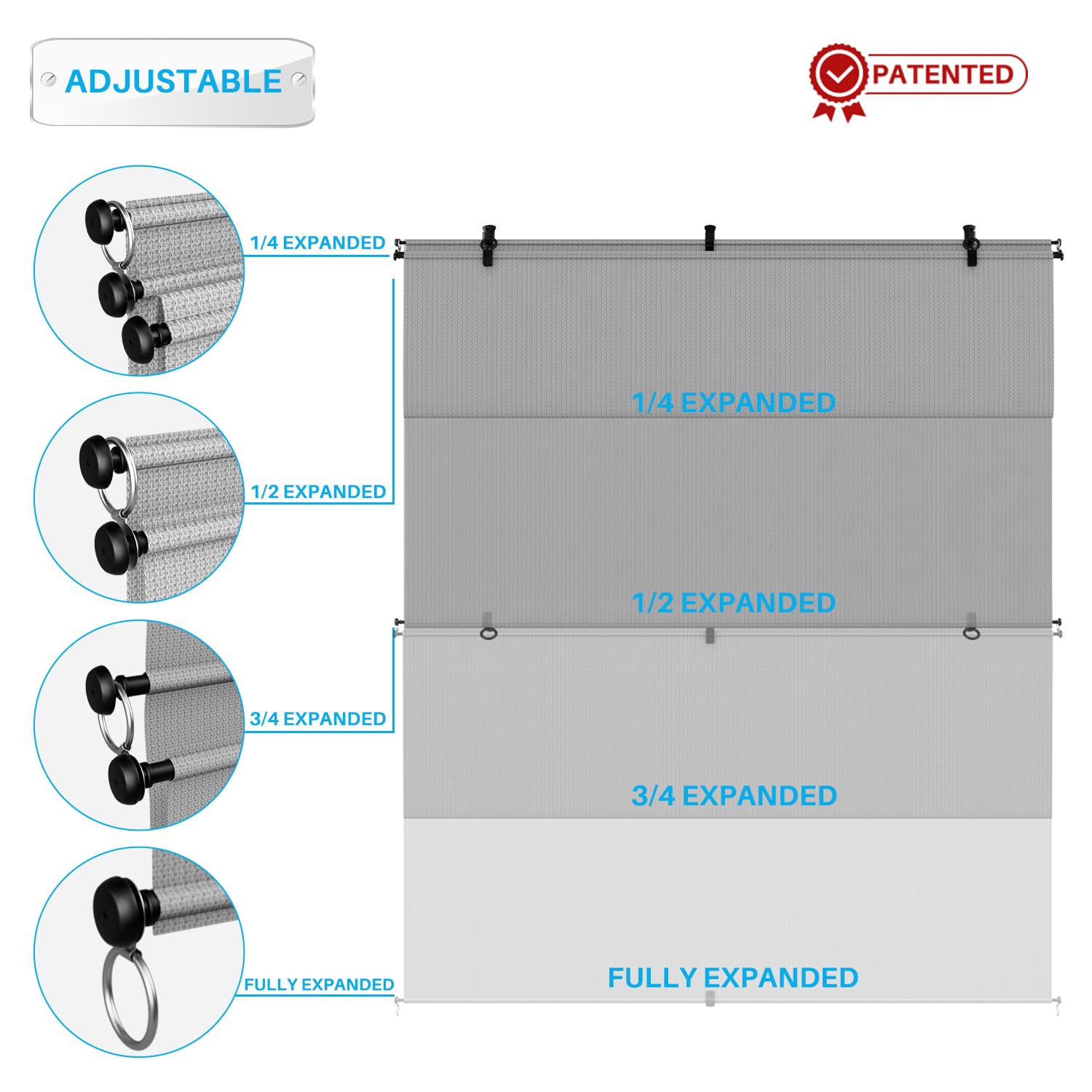 Snapklik.com : Patio Shades Roll Up Outdoor 5Wx6H Foldable Roller Shade ...