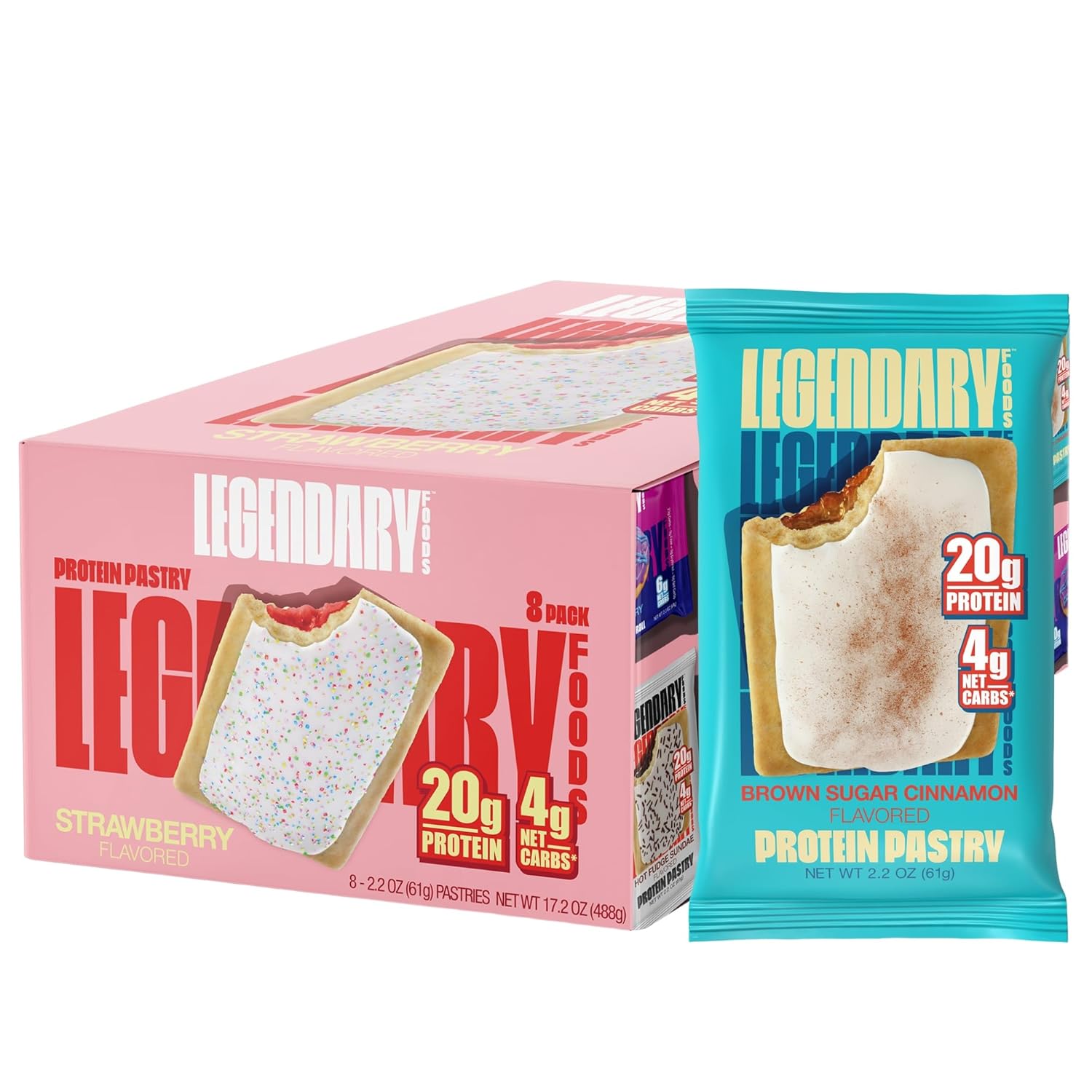 Amazon.com : Legendary Foods 20gr Protein Pastry Strawberry 8-Pack + 1 ...