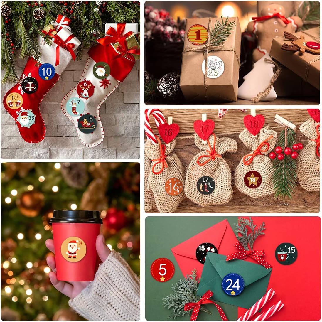 Christmas Advent Calendar Number Stickers, 10 x 24 pcs Advent Calendar ...