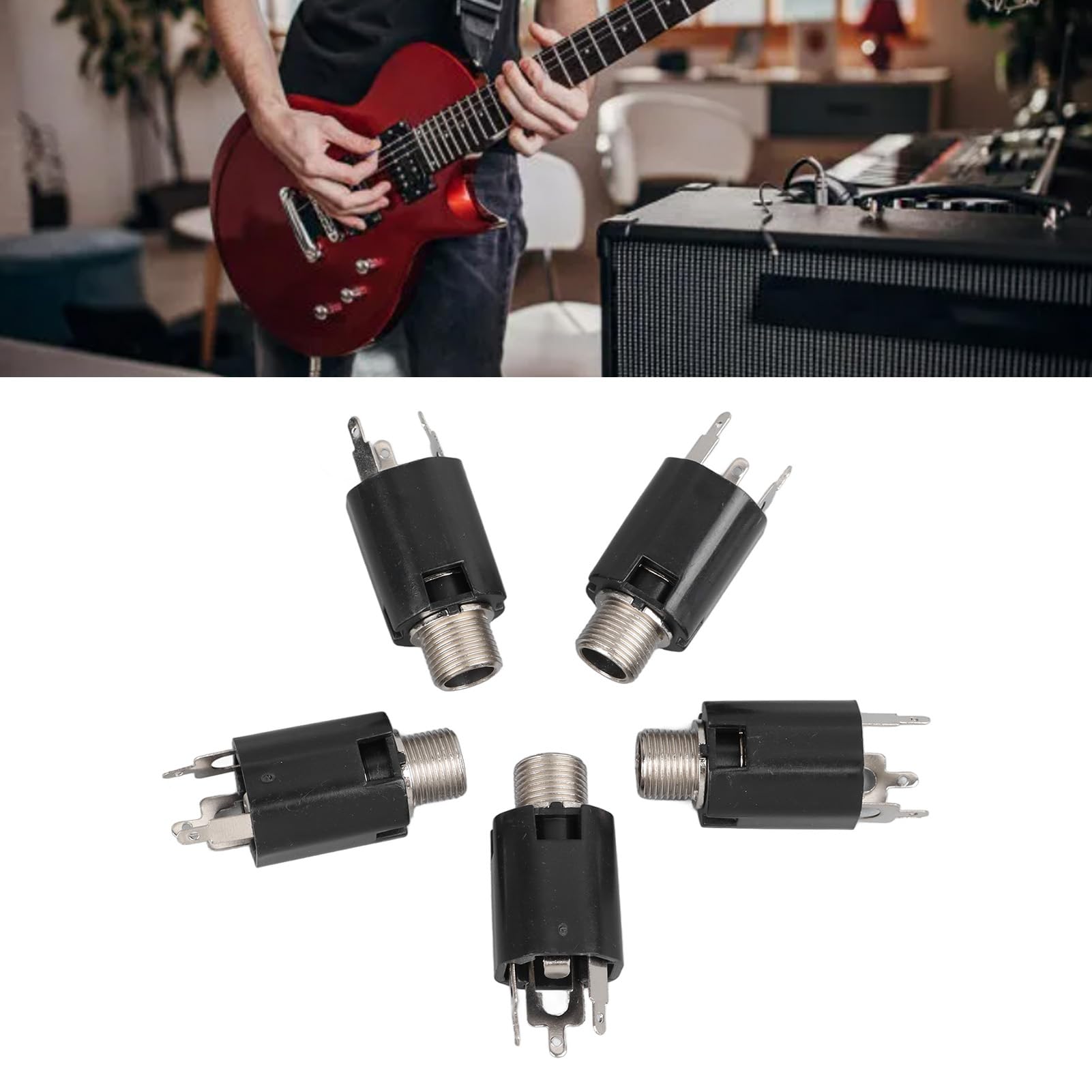 Snapklik.com : 3-Pin Guitar Audio Jack, Easy Installation Plastic ...