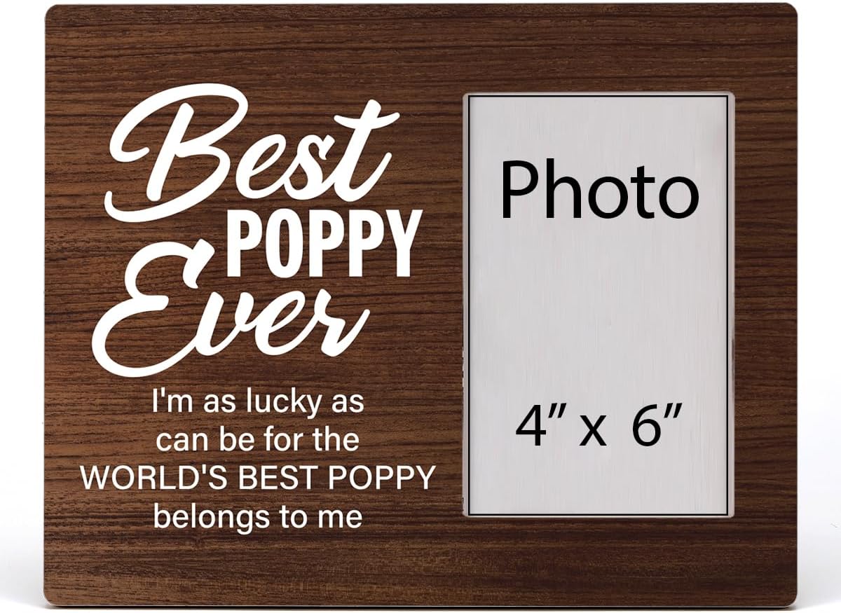 Amazon.com - HOIJAUMAI Best Poppy Gift Grandpa Wood Picture Frame ...