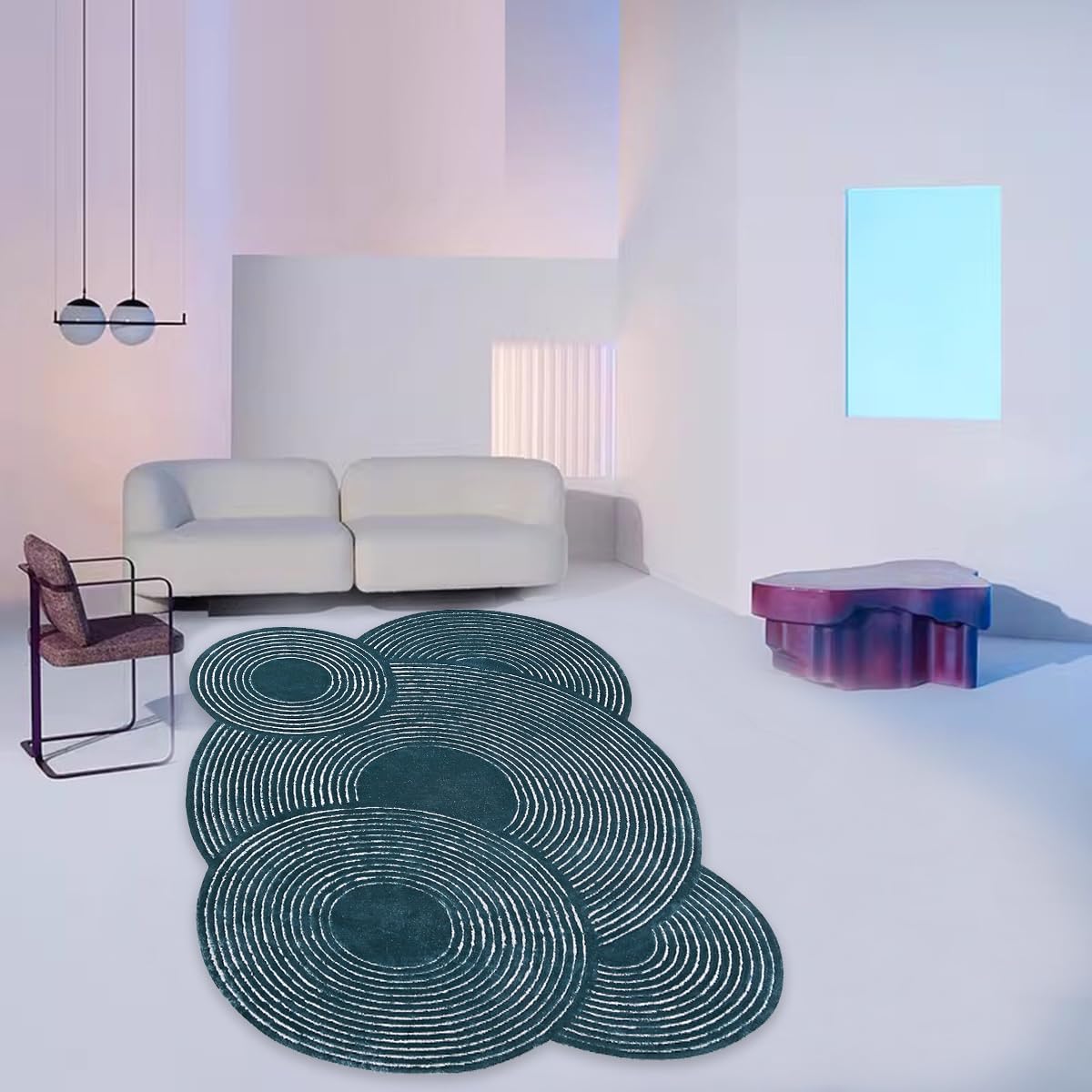Amazon.com: Modern Circle Line Texture Irregular Shaped Area Rug 2x3 ...