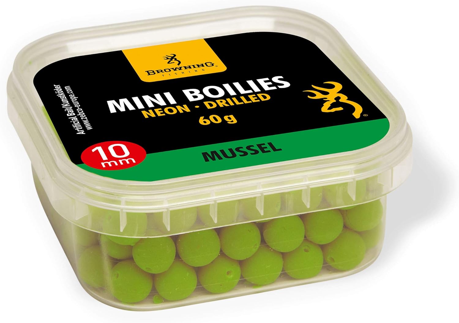 Browning Mini Boilie Neon, gebohrt grün Muschel Ø10mm 60g, 10 mm ...
