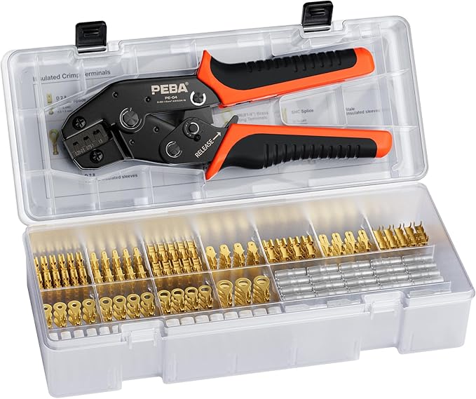 PEBA Open Terminal Connector Crimping Tool Kit, 24-14 AWG Crimper for 2 ...