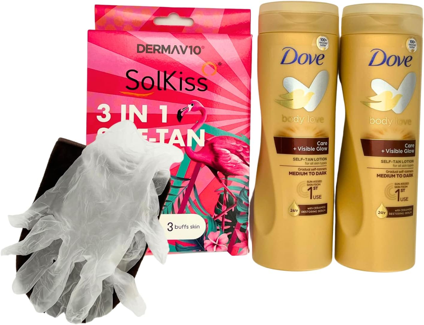 Dove Body Love Care Self-Tan Lotion Medium to Dark, 2x 400ml Bottles ...