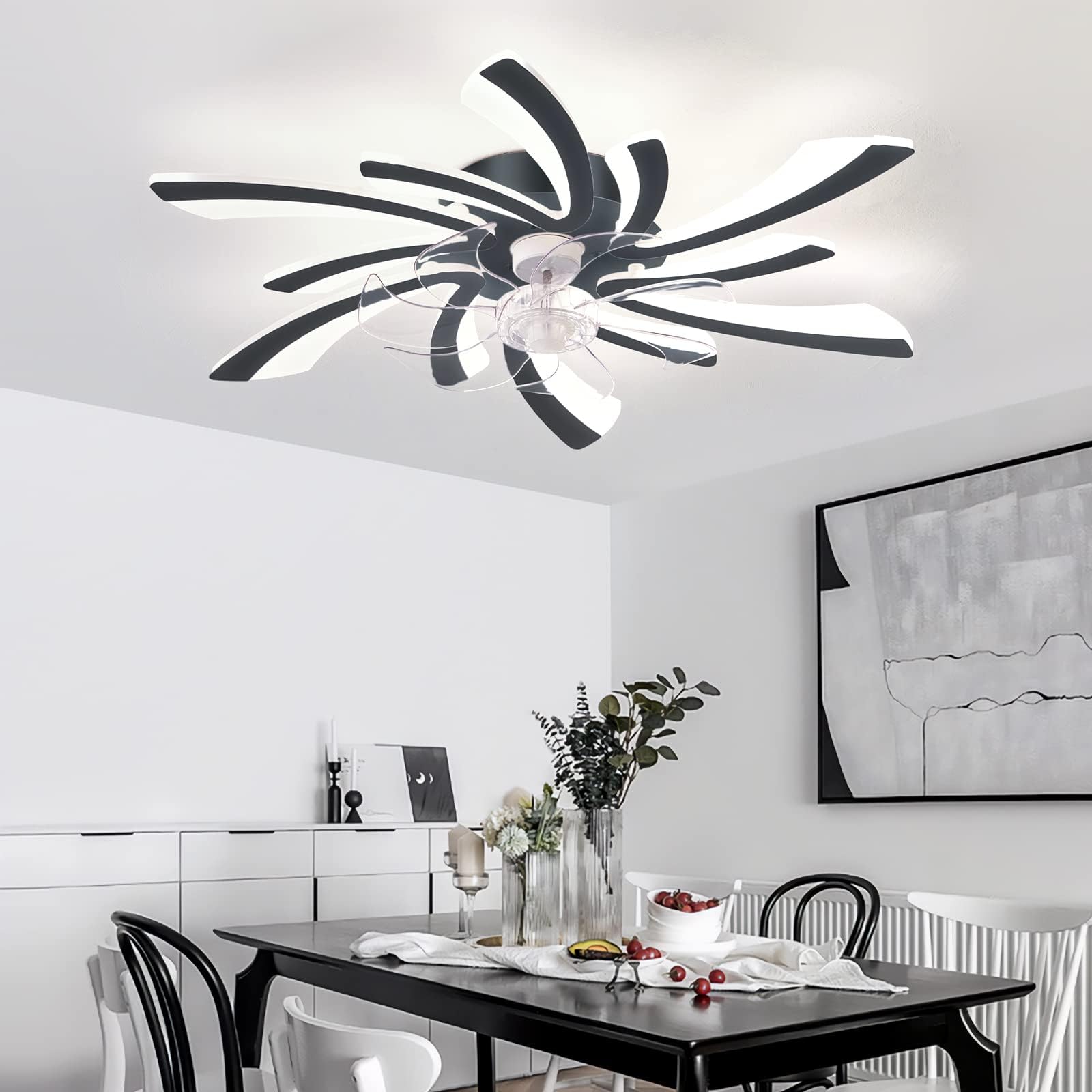 KeLuKes Modern Ceiling Fans with Lights and Remote 78cm Ceiling Fans ...