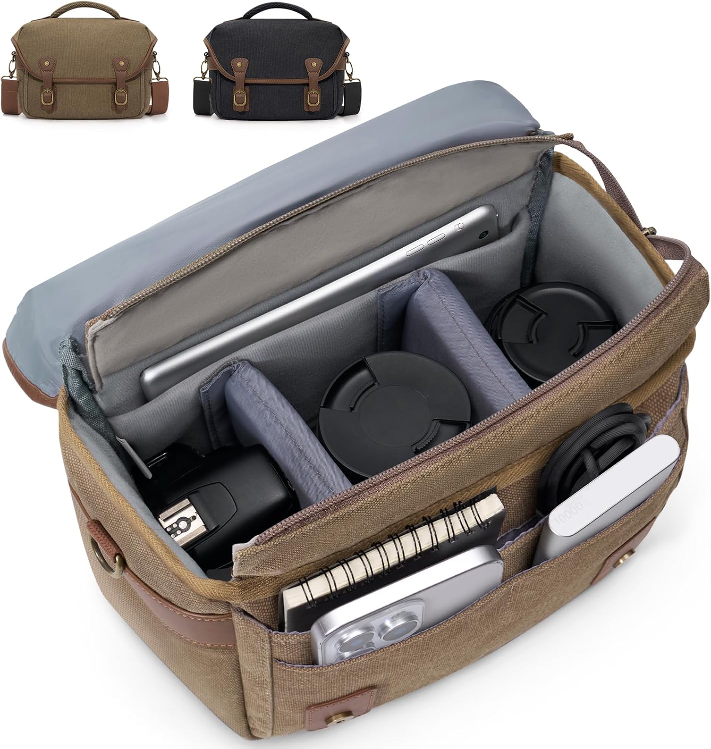 Amazon.com : RAINSMORE Canvas Camera Bag, DSLR/SLR/Mirrorless Small ...