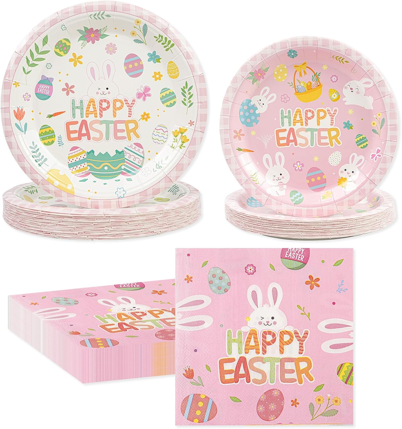 Amazon.com: BOKFJBP 75PCS Easter Paper Plates and Napkins Set ...