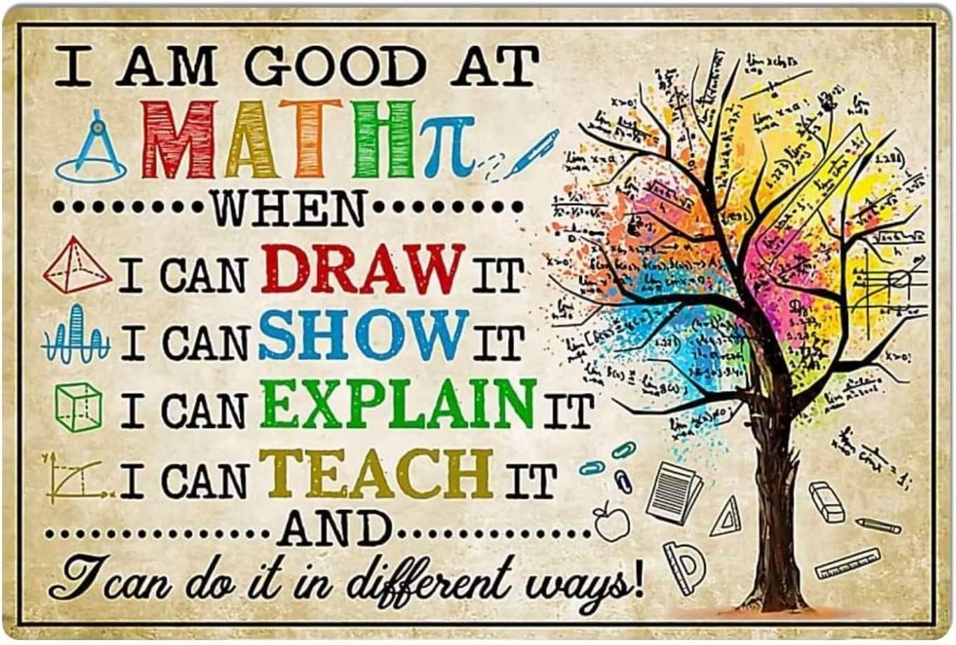 Amazon.com: Math Tree Metal Signs Vintage I Am Good At Math When I Can ...