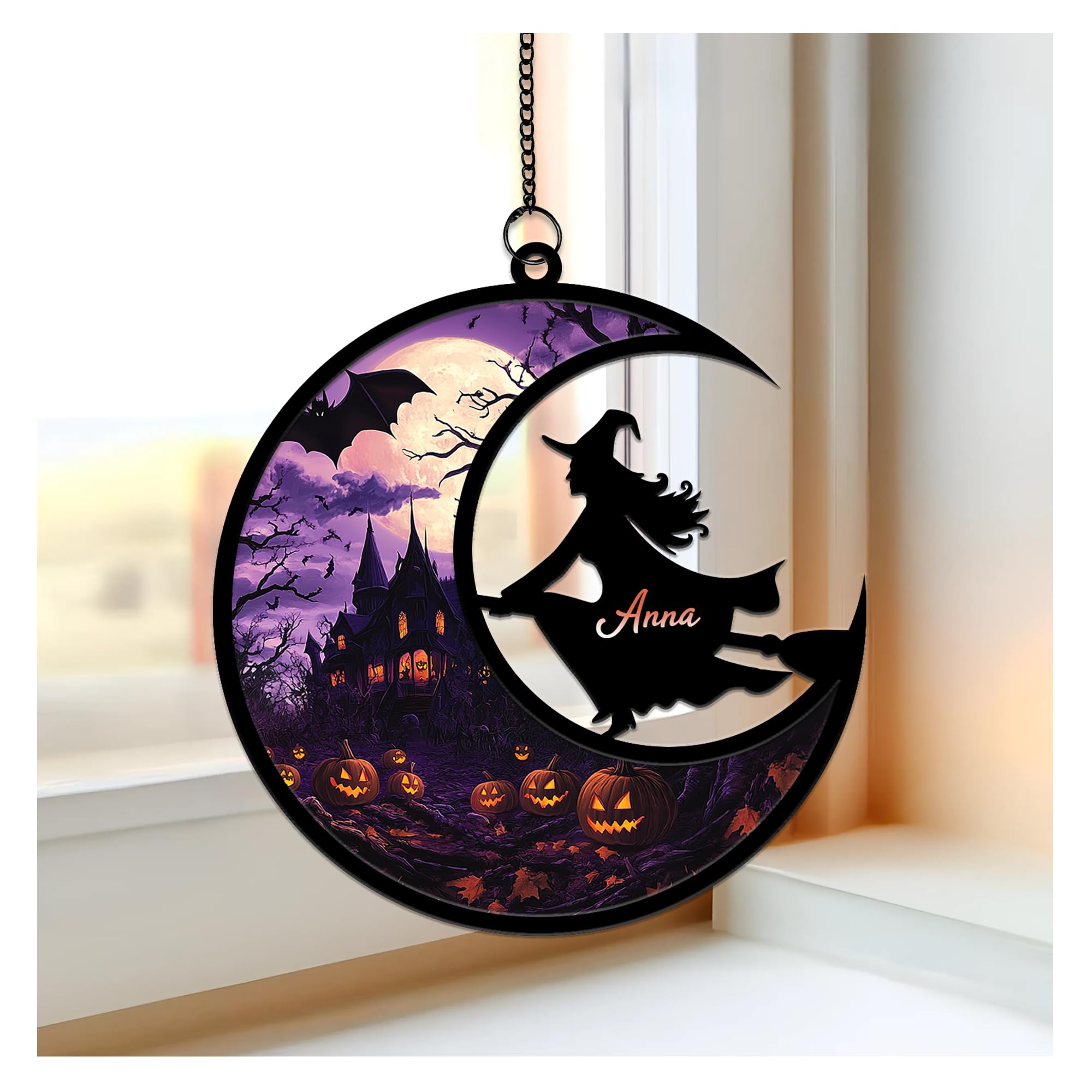 Amazon.com: Hyturtle Personalized Halloween Suncatcher - Spooky Witch ...
