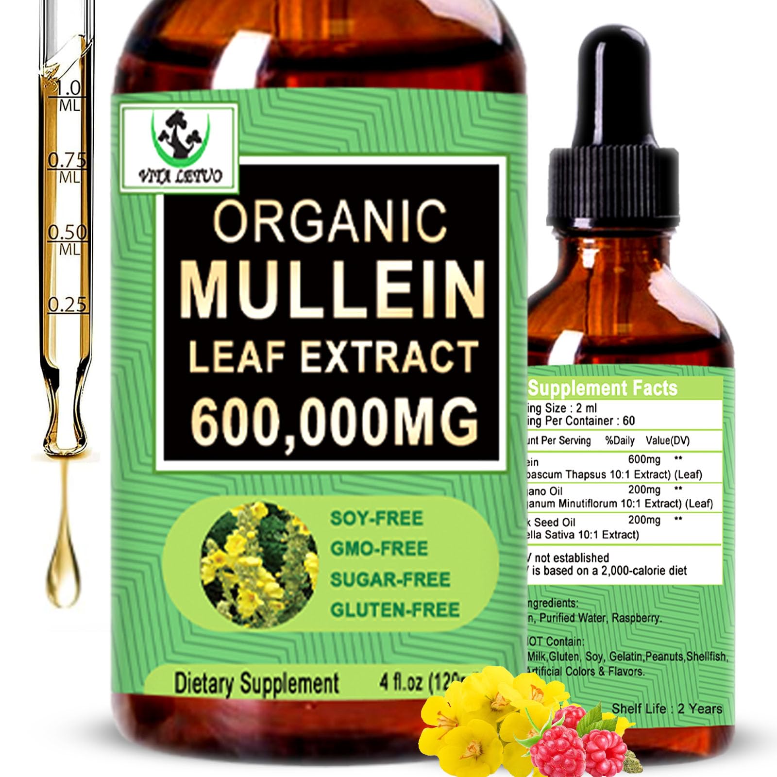Snapklik.com : Organic Mullein Leaf Extract For Lungs, 3 IN 1 Mullein ...