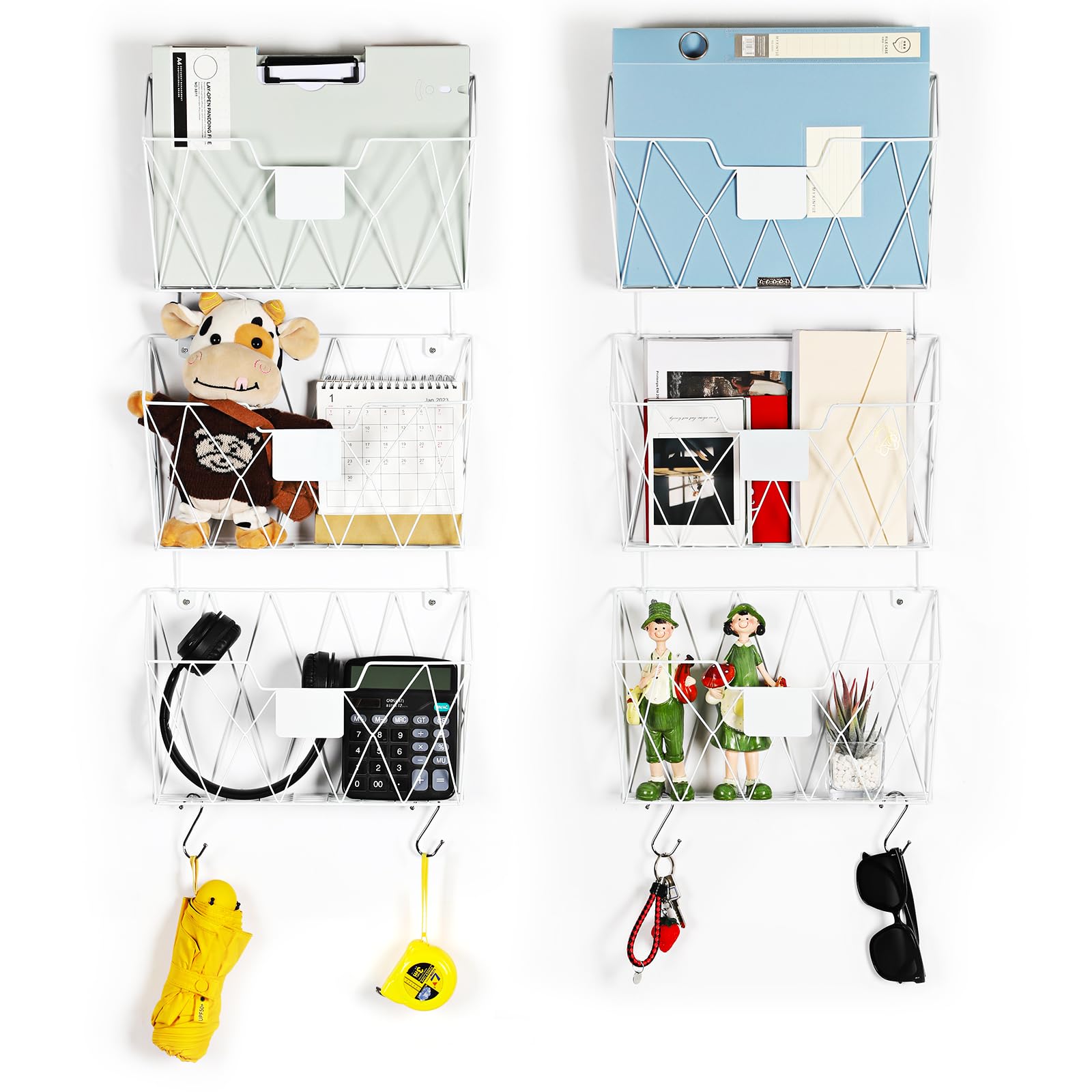 Wall File Holder 6 Pockets Hanging Wall File Organizer, for Papers ...