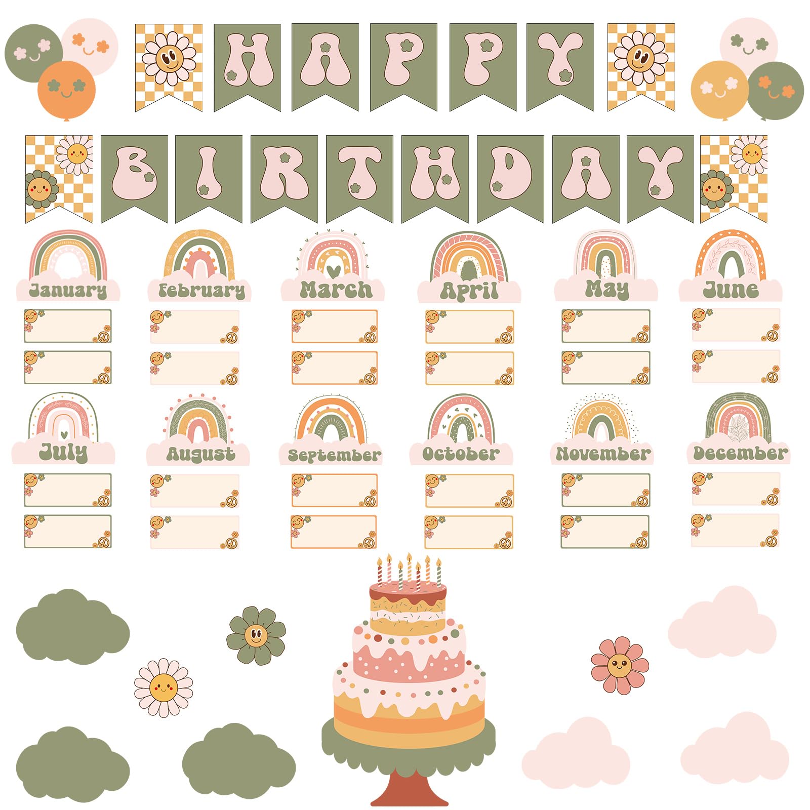 Snapklik.com : Nezyo Happy Birthday Classroom Bulletin Board Set, 80 ...