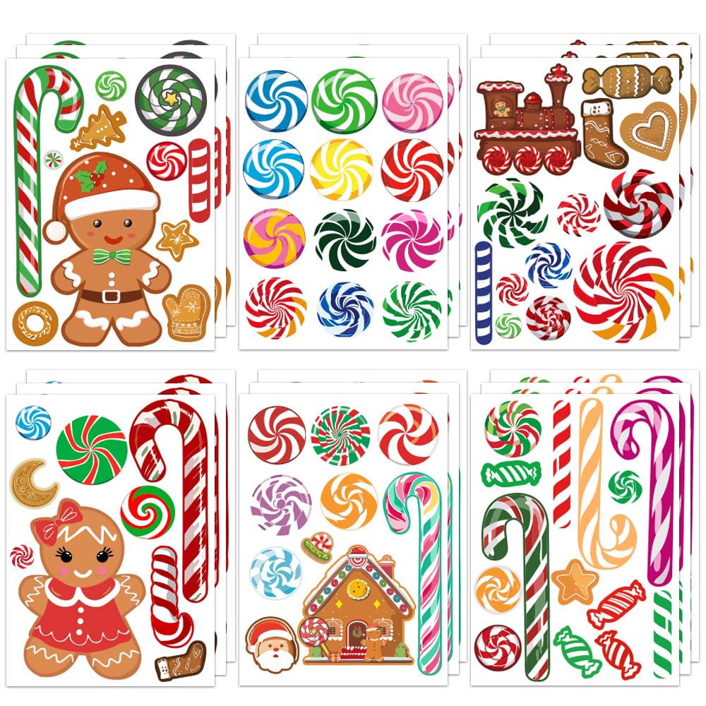 Amazon.com: Candy Cane Stickers for Crafts 340PCS Christmas Stickers ...