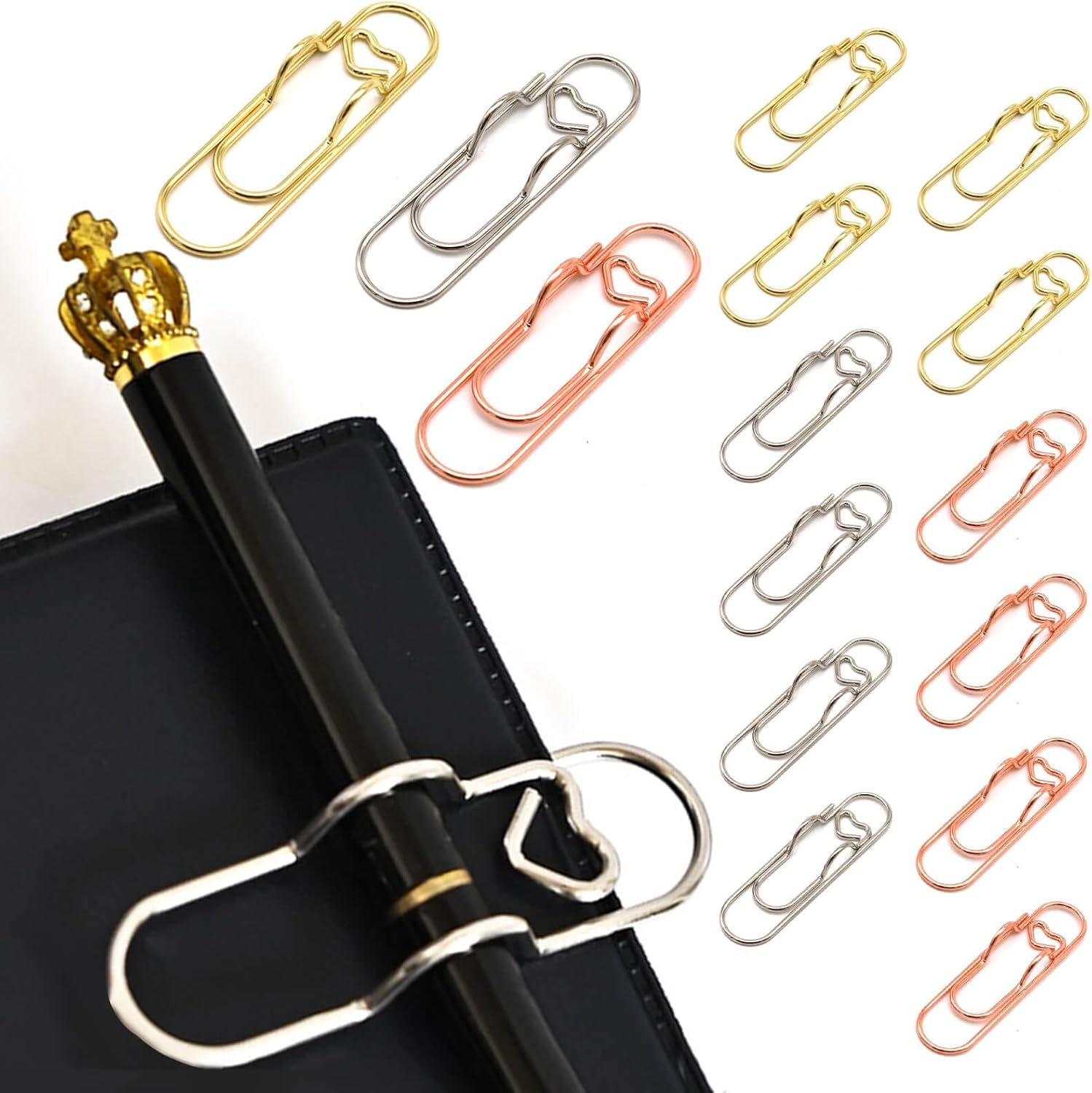 Amazon.com : Zrwcvxy 15 Pack Metal Pen Clips Paperclip Pen Holders for ...