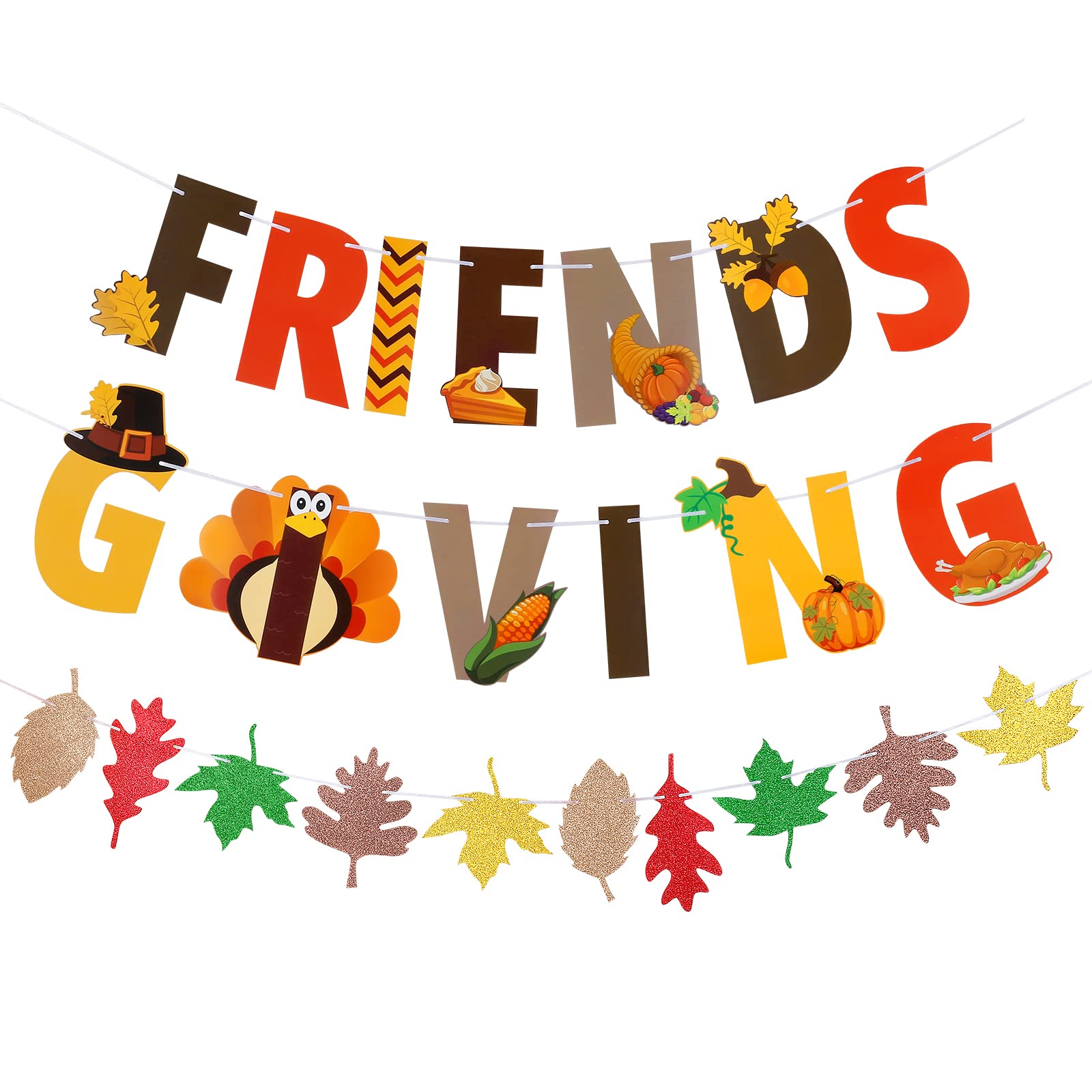 Amazon.com: Friendsgiving Banner and Fall Leaves Garland Banner, Happy ...