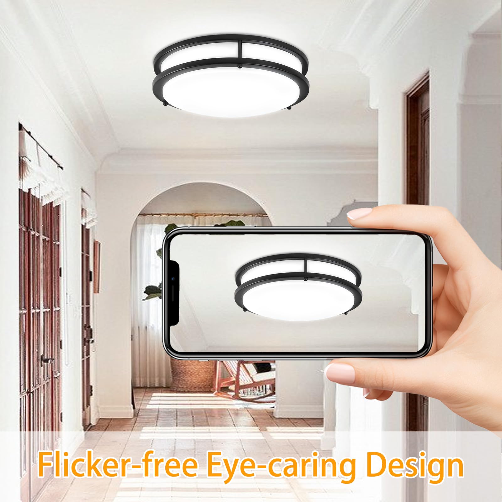Black Ceiling Flush Mount Entry Light
