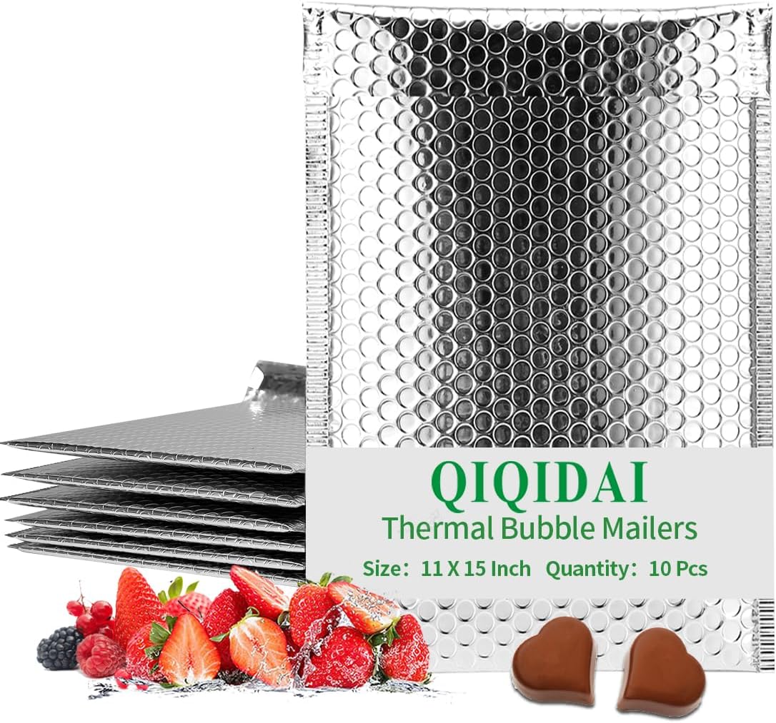 QIQIDAI Thermal Insulated Bubble Mailer 11" x 15" -Pack of 10 insulated ...