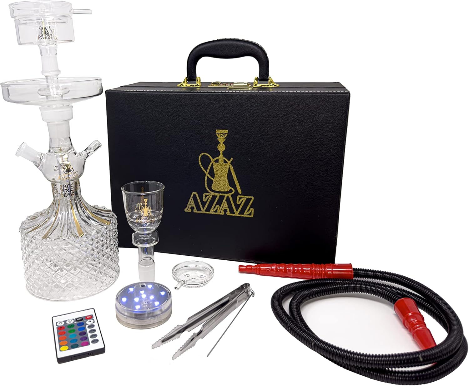 Amazon.com: AZAZ Crystal Shisha Luxury Portable Glass Hookah Set with 2 ...