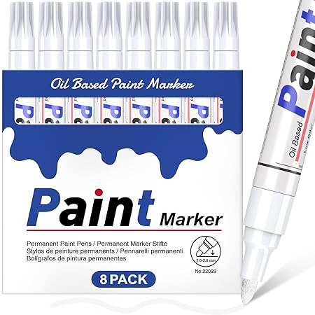 Amazon.com: White Permanent Paint Marker Pens - 2 Count Oil Based ...