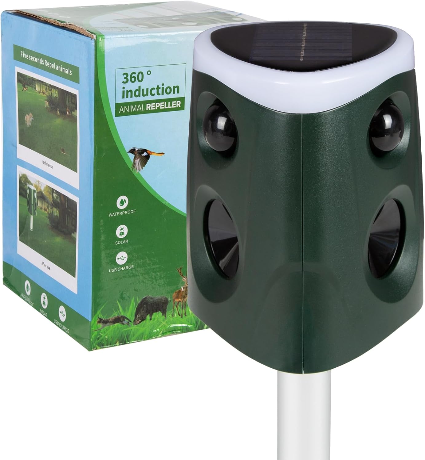 Albert Austin Cat Repellent Ultrasonic Animal Repeller Solar Powered ...