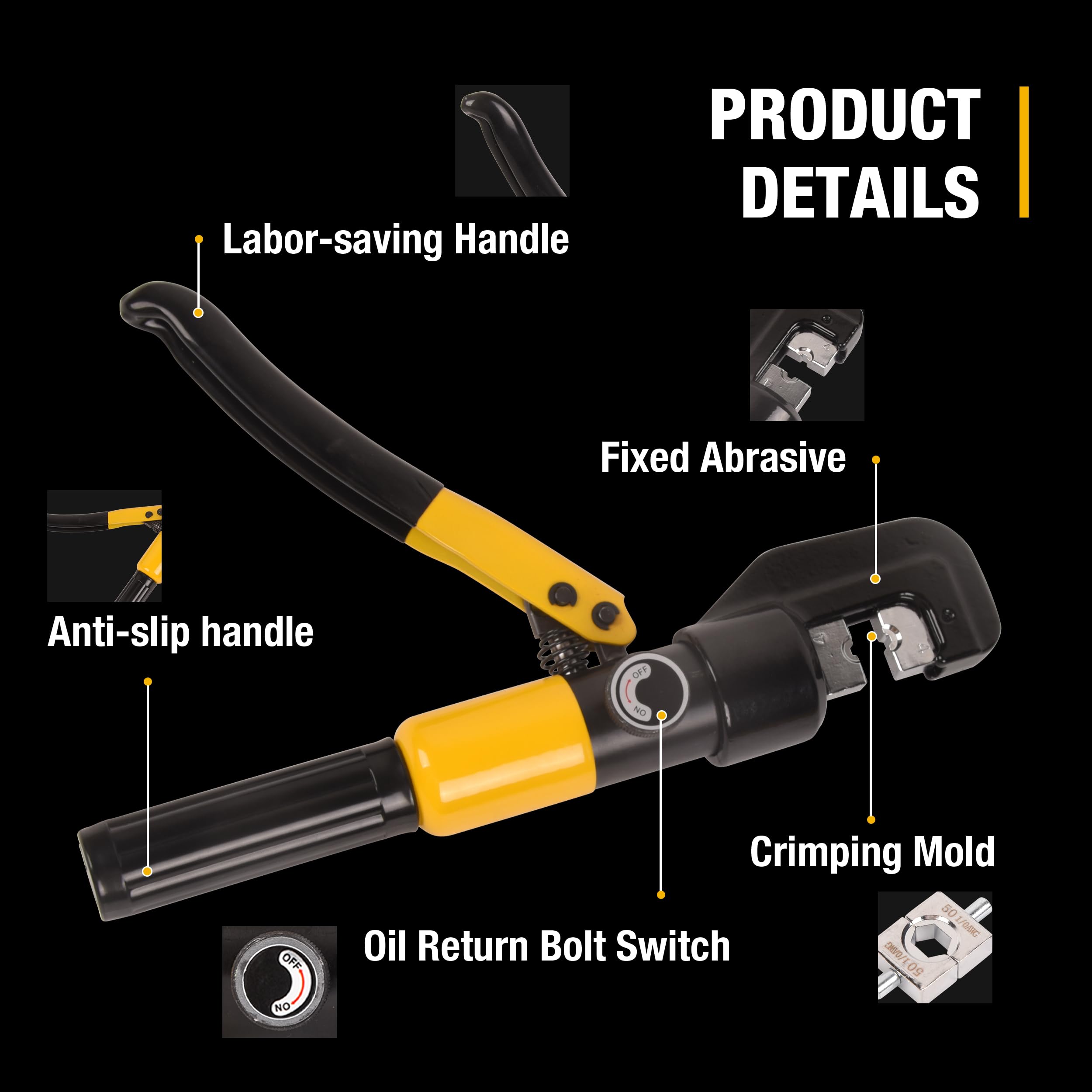 Snapklik.com : LCyindu 10T Hydraulic Crimping Tool 12-2/0AWG Hydraulic ...